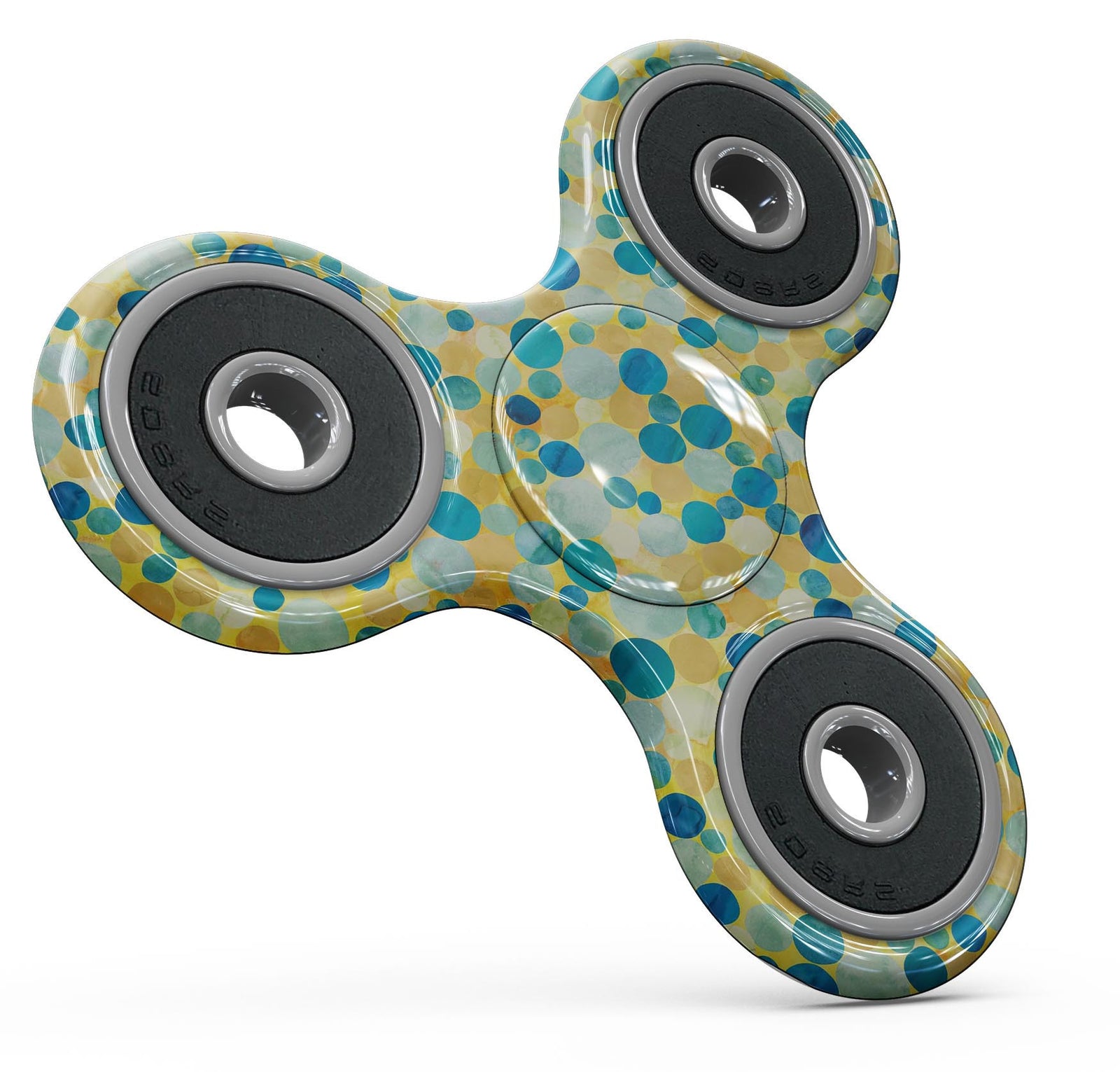 Mixed Yellow and Blue Watercolor Dots Full-Body Fidget Spinner Skin-Ki ...