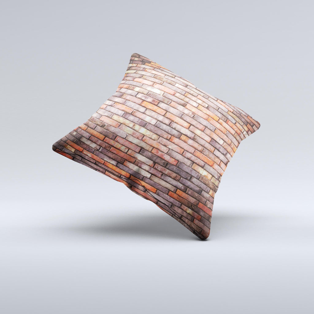 Multicolor Highlighted Brick Wall ink-Fuzed Decorative Throw Pillow ...