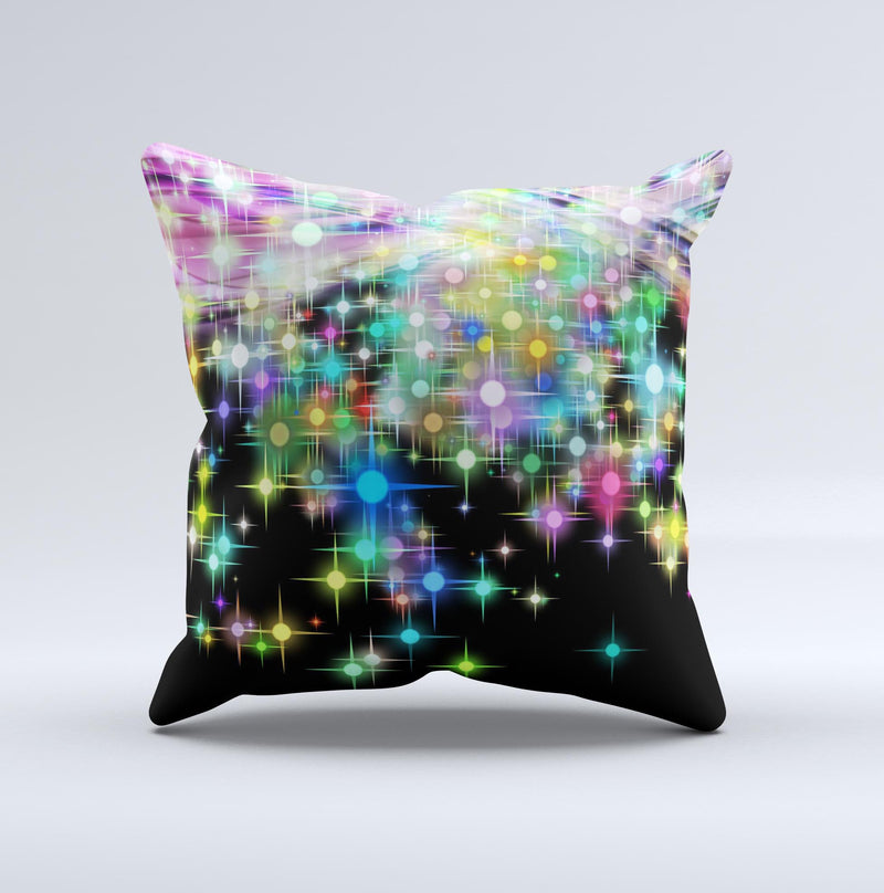 Multicolored Glistening Lights ink-Fuzed Decorative Throw Pillow ...