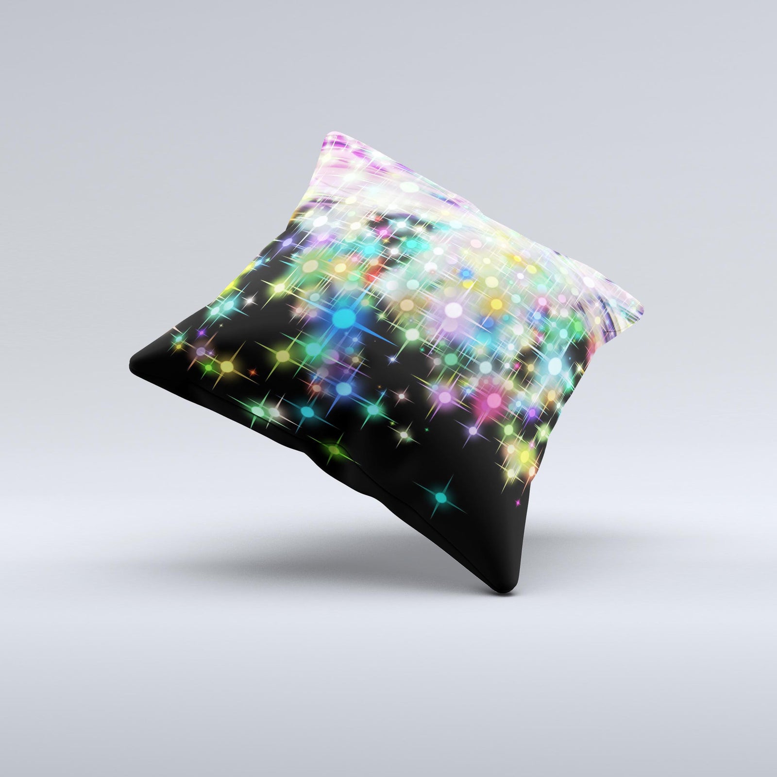 Multicolored Glistening Lights ink-Fuzed Decorative Throw Pillow ...