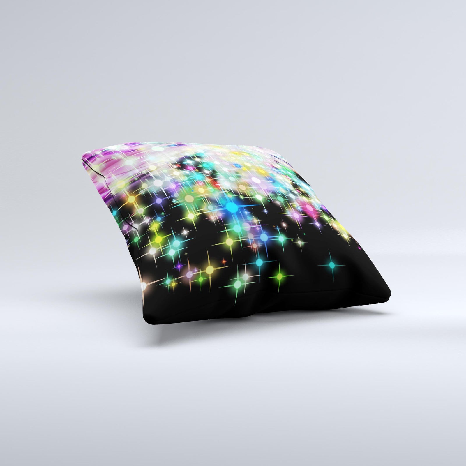 Multicolored Glistening Lights ink-Fuzed Decorative Throw Pillow ...