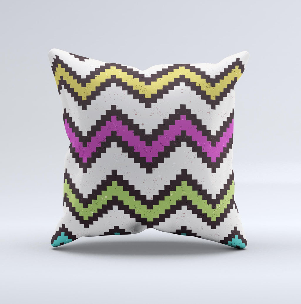 Multicolored Pixelated ZigZag CHevron Pattern ink-Fuzed Decorative Thr ...