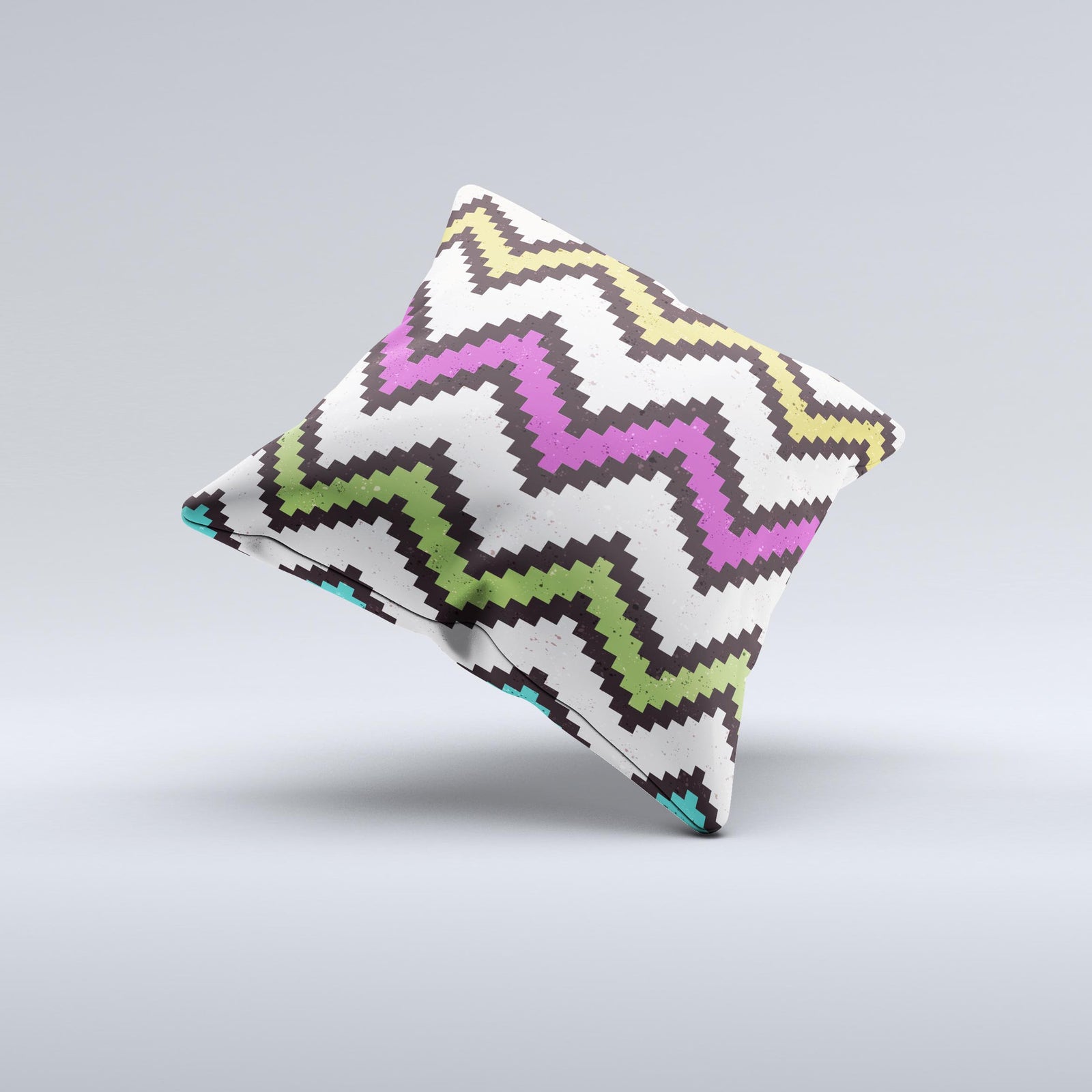 Multicolored Pixelated ZigZag CHevron Pattern ink-Fuzed Decorative Thr ...