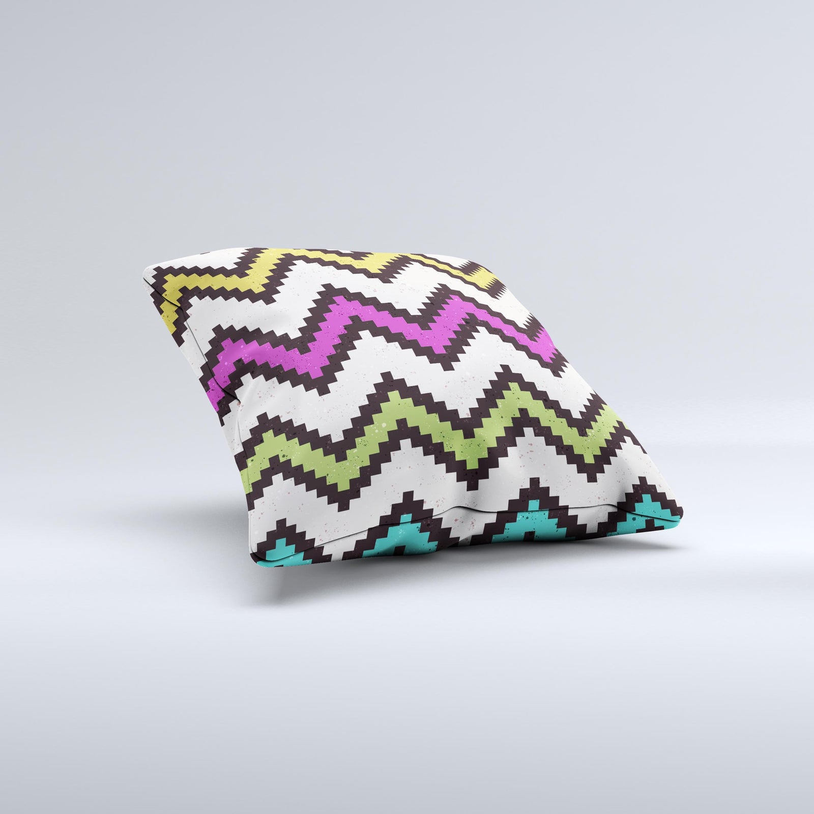 Multicolored Pixelated ZigZag CHevron Pattern ink-Fuzed Decorative Thr ...