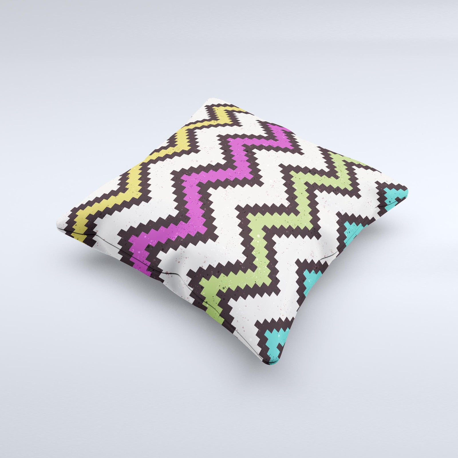 Multicolored Pixelated ZigZag CHevron Pattern ink-Fuzed Decorative Thr ...