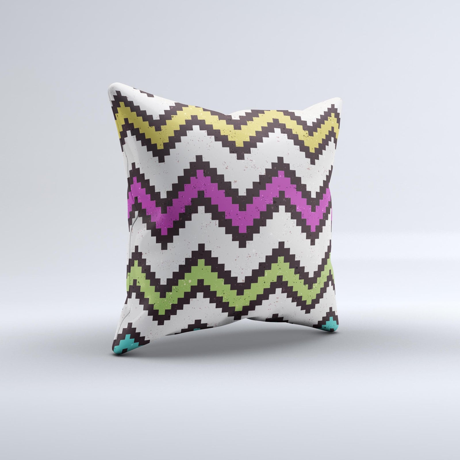 Multicolored Pixelated ZigZag CHevron Pattern ink-Fuzed Decorative Thr ...