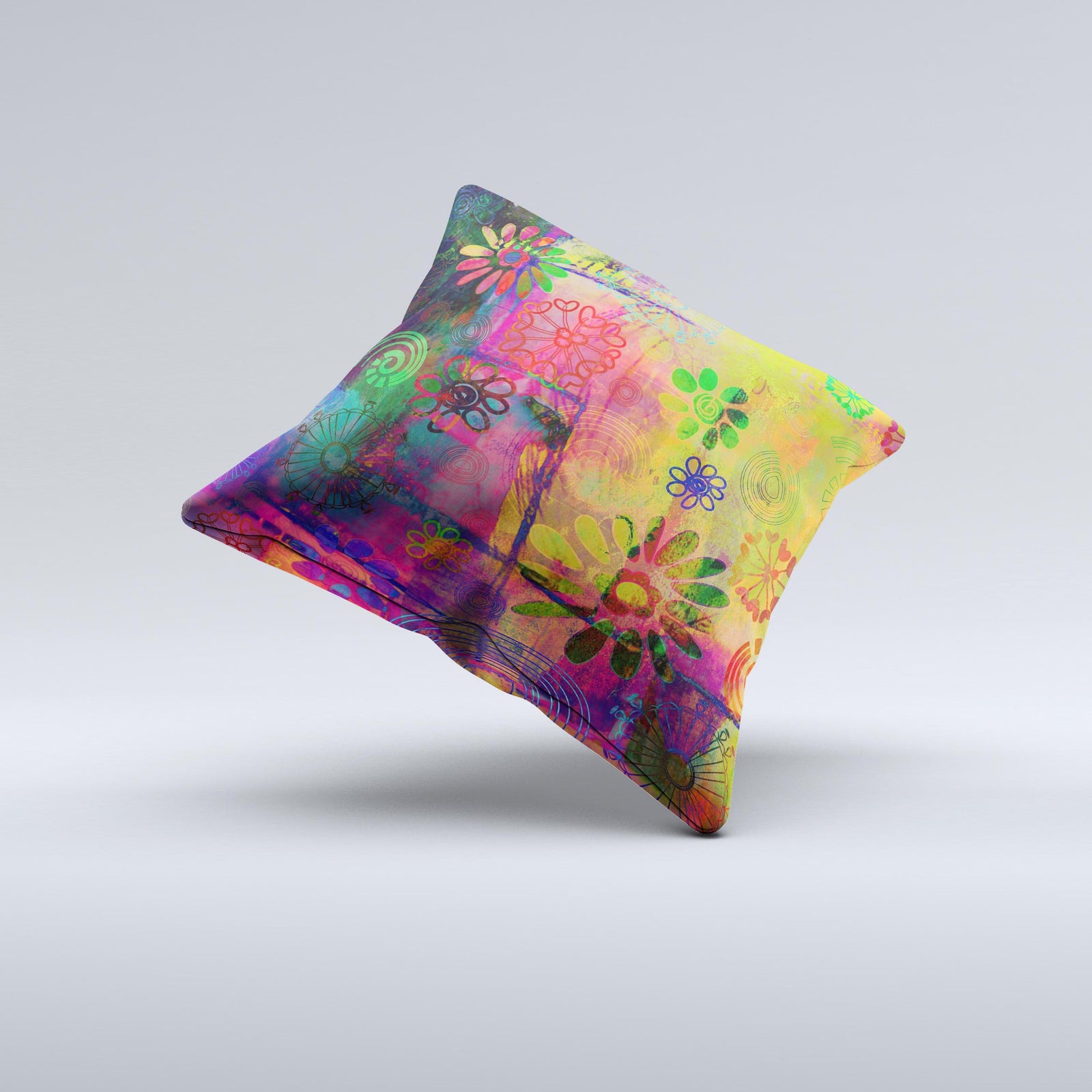 Neon Colored Grunge Surface Ink-Fuzed Decorative Throw Pillow – DesignSkinz