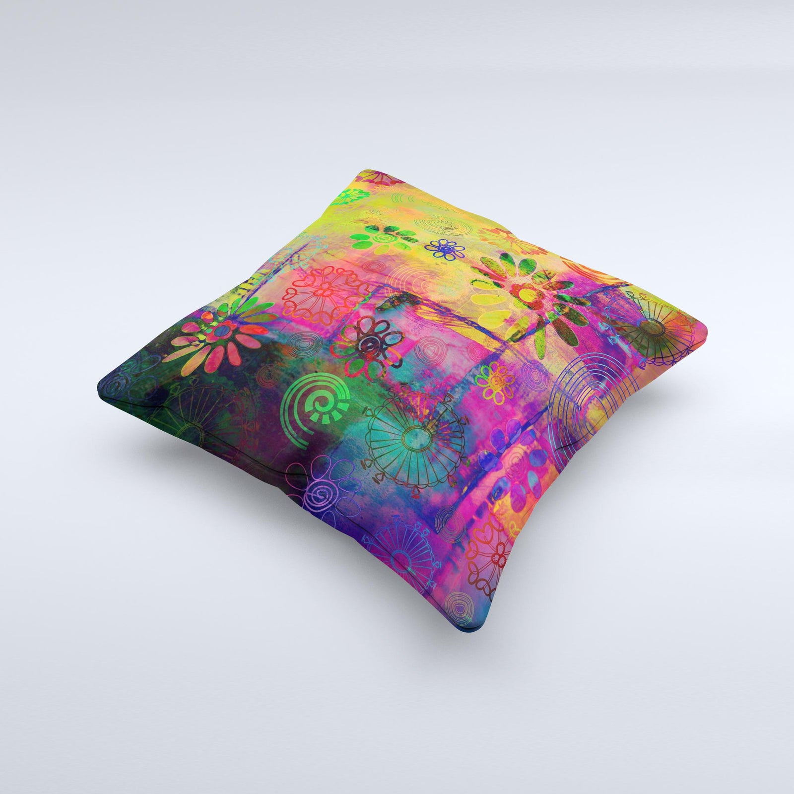 Neon Colored Grunge Surface Ink-Fuzed Decorative Throw Pillow – DesignSkinz