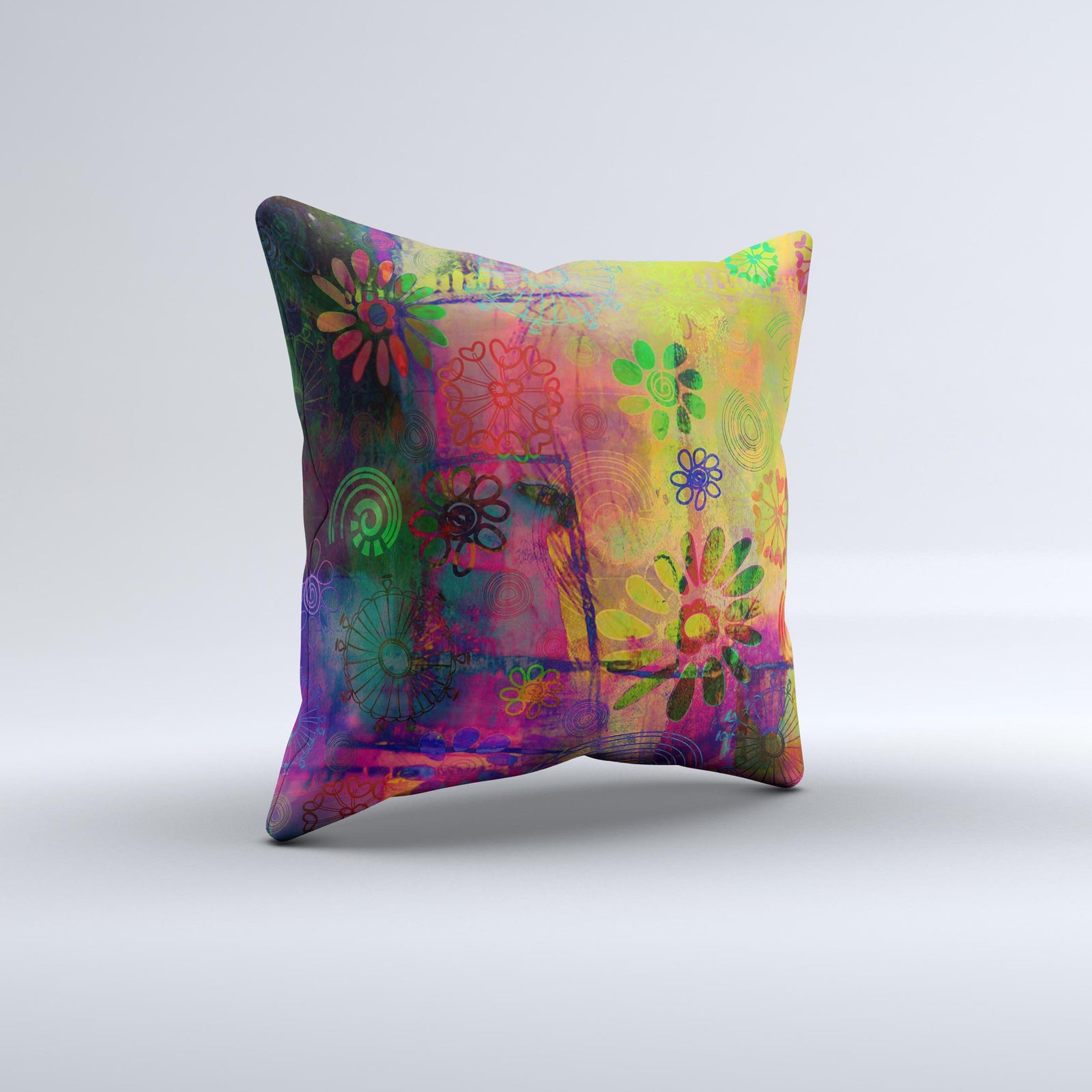 Neon Colored Grunge Surface Ink-Fuzed Decorative Throw Pillow – DesignSkinz