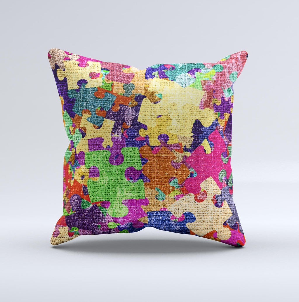 Neon Colored Puzzle Pieces Ink-Fuzed Decorative Throw Pillow – DesignSkinz