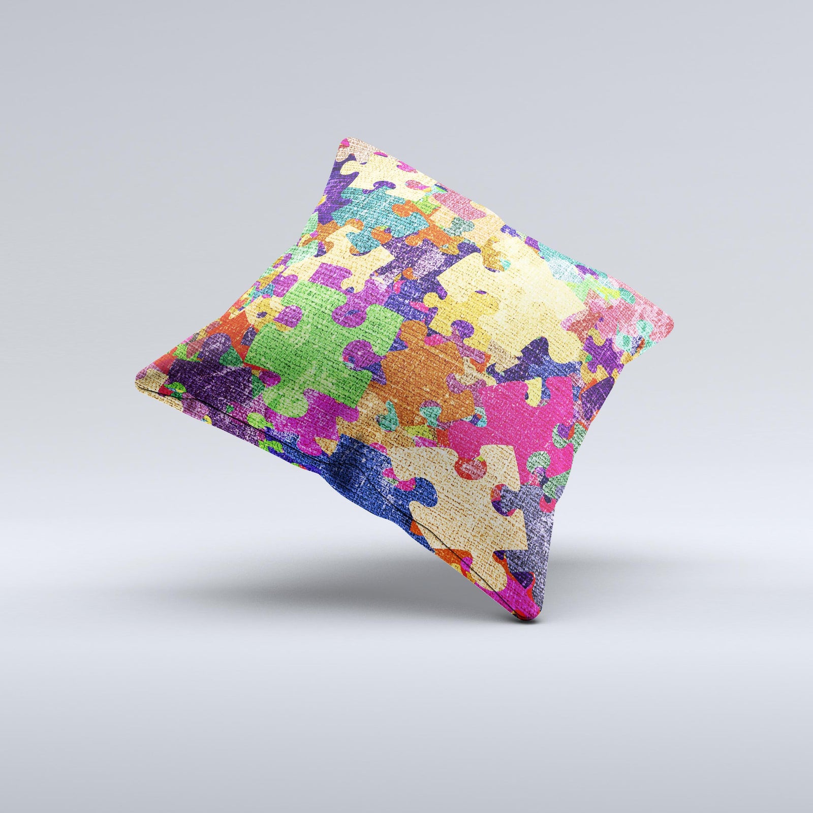 Neon Colored Puzzle Pieces Ink-Fuzed Decorative Throw Pillow – DesignSkinz
