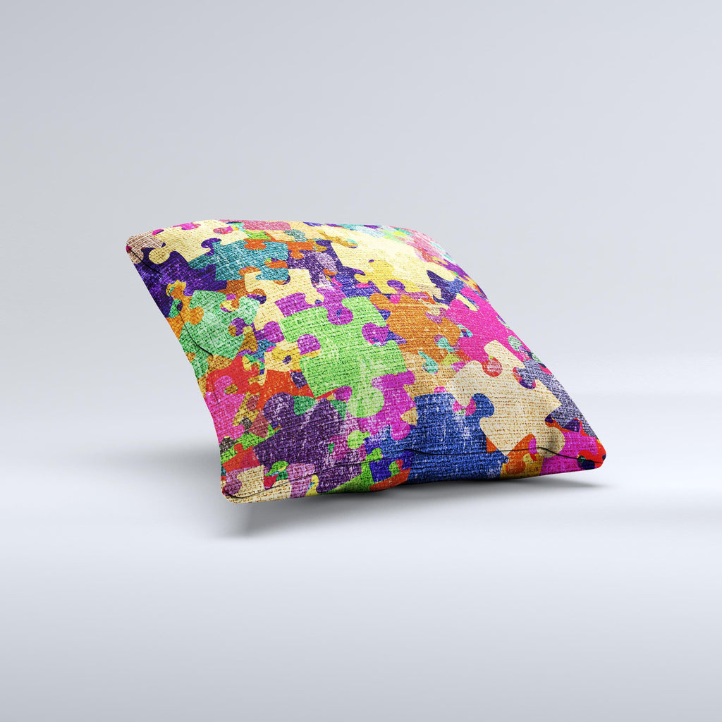 Neon Colored Puzzle Pieces Ink-Fuzed Decorative Throw Pillow – DesignSkinz