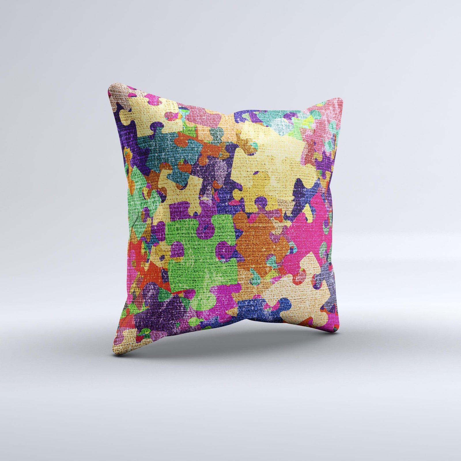 Neon Colored Puzzle Pieces Ink-Fuzed Decorative Throw Pillow – DesignSkinz