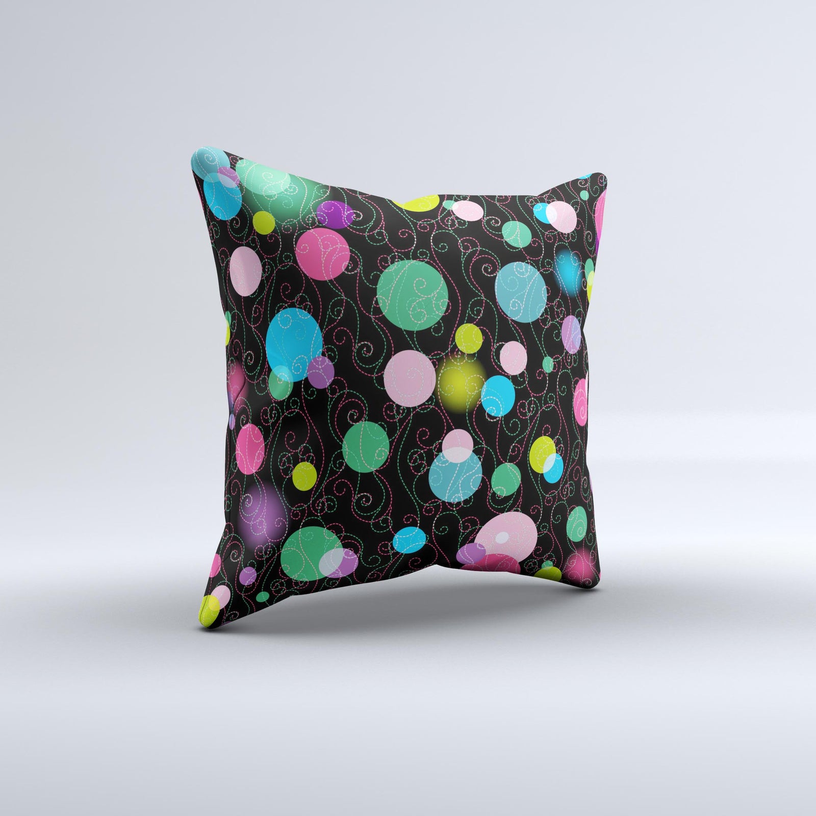 Neon Colorful Stringy Orbs ink-Fuzed Decorative Throw Pillow – DesignSkinz