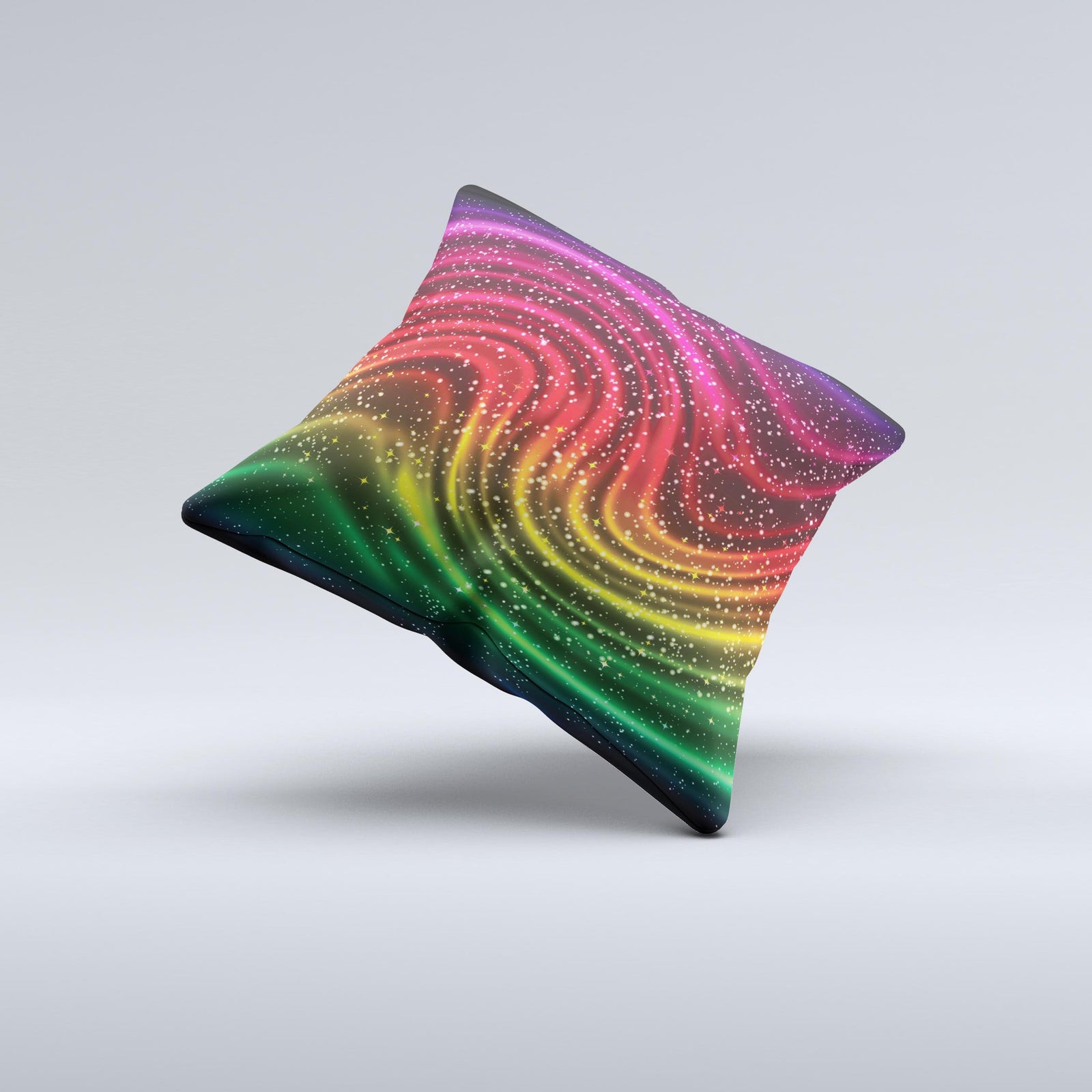 Neon Mixed Color Starry Waves ink-Fuzed Decorative Throw Pillow ...