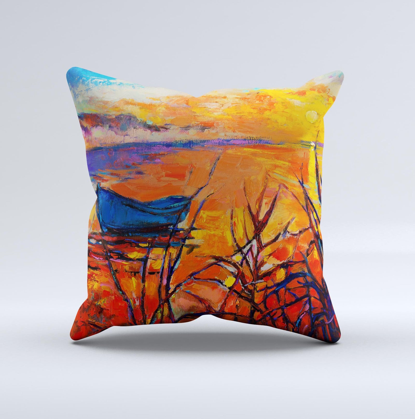 Oil Pastel Lake Sunset ink-Fuzed Decorative Throw Pillow – DesignSkinz