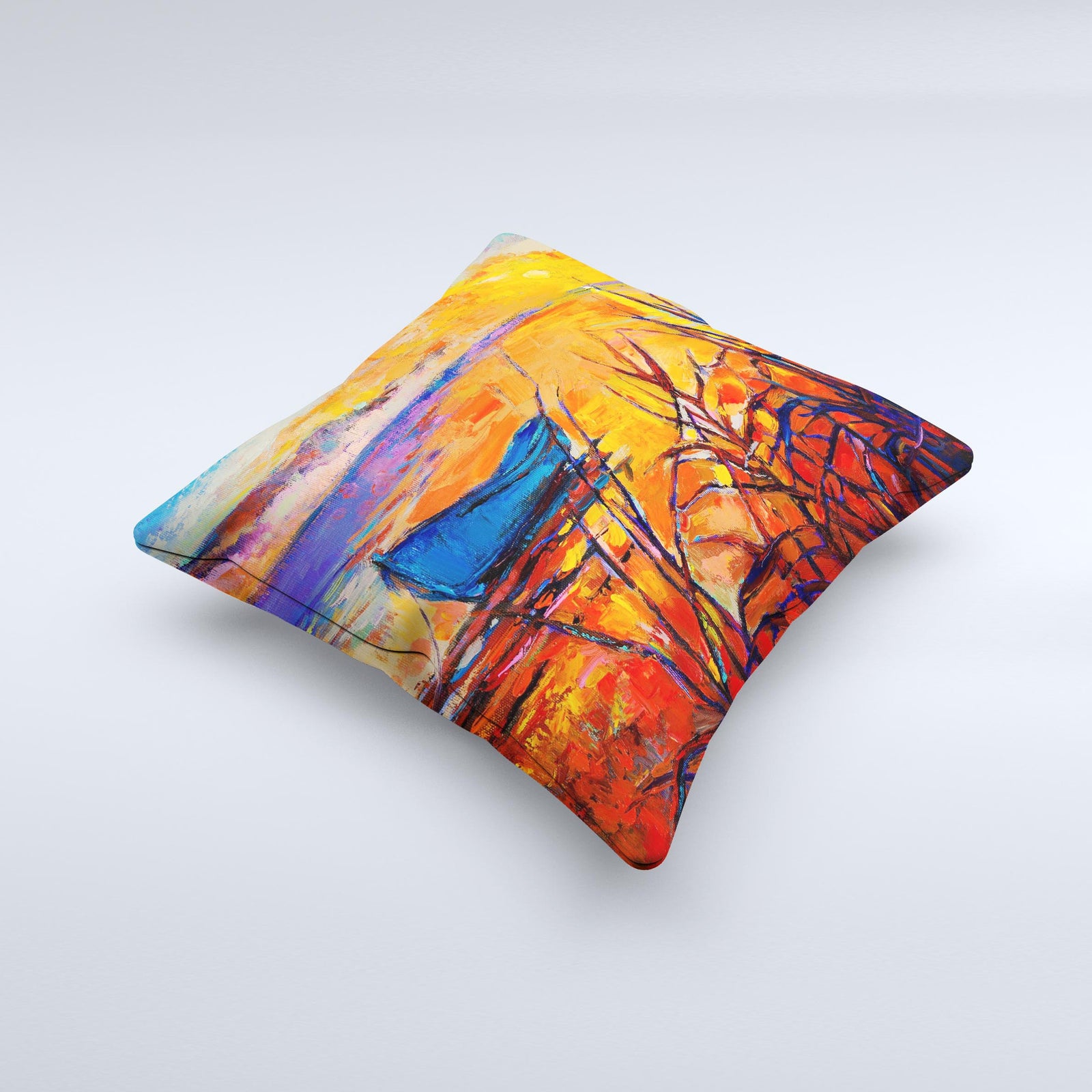 Oil Pastel Lake Sunset ink-Fuzed Decorative Throw Pillow – DesignSkinz