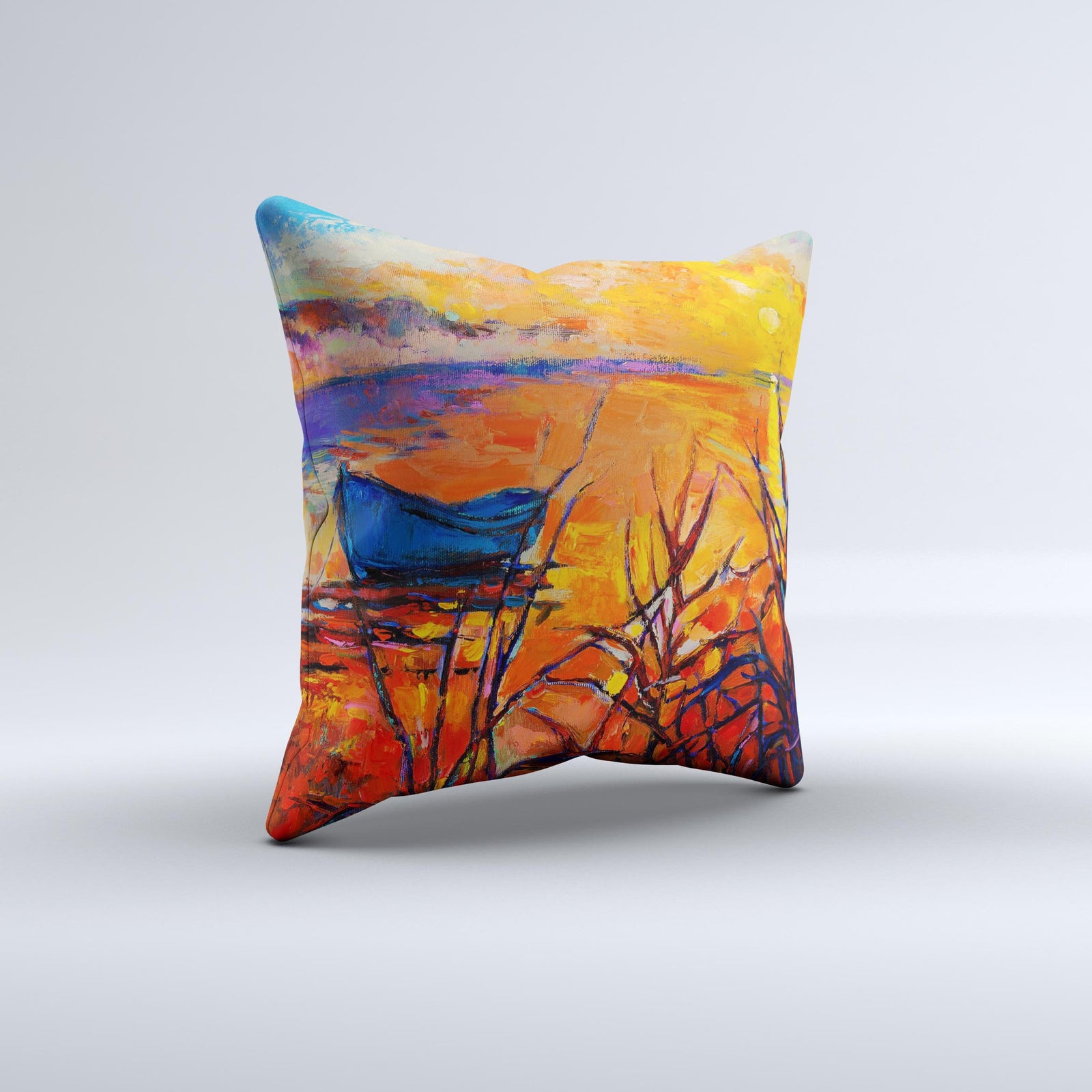 Oil Pastel Lake Sunset ink-Fuzed Decorative Throw Pillow – DesignSkinz