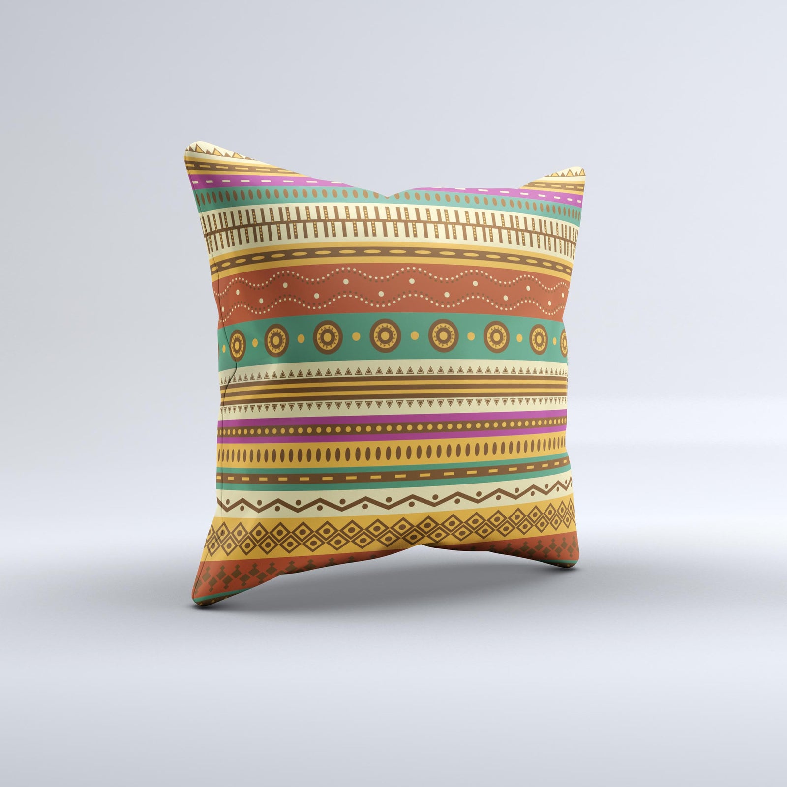 Aztec Tribal Vintage Tan and Gold Pattern V6 Ink-Fuzed Decorative Thro ...