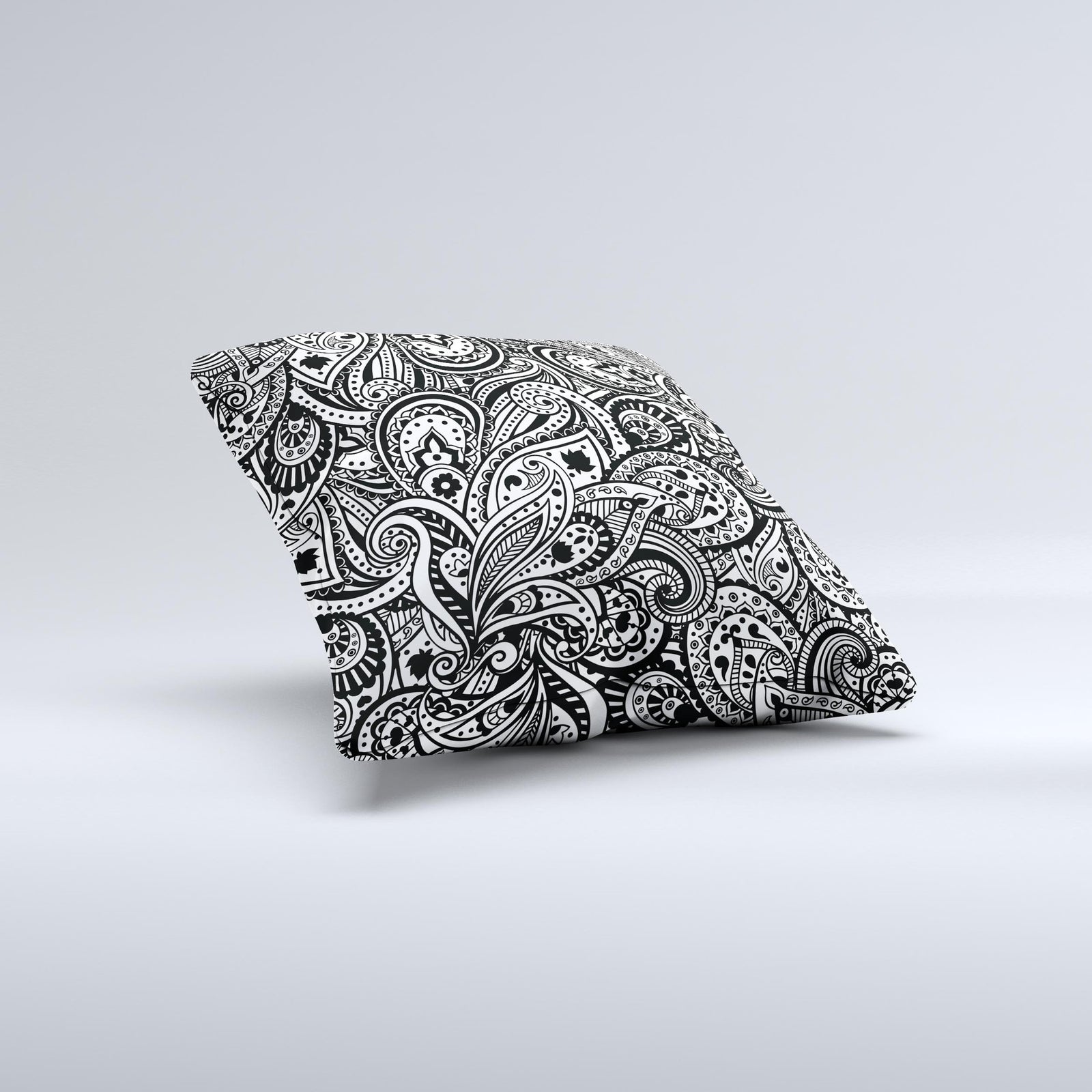 The Black and White Aztec Paisley ink-Fuzed Decorative Throw Pillow ...