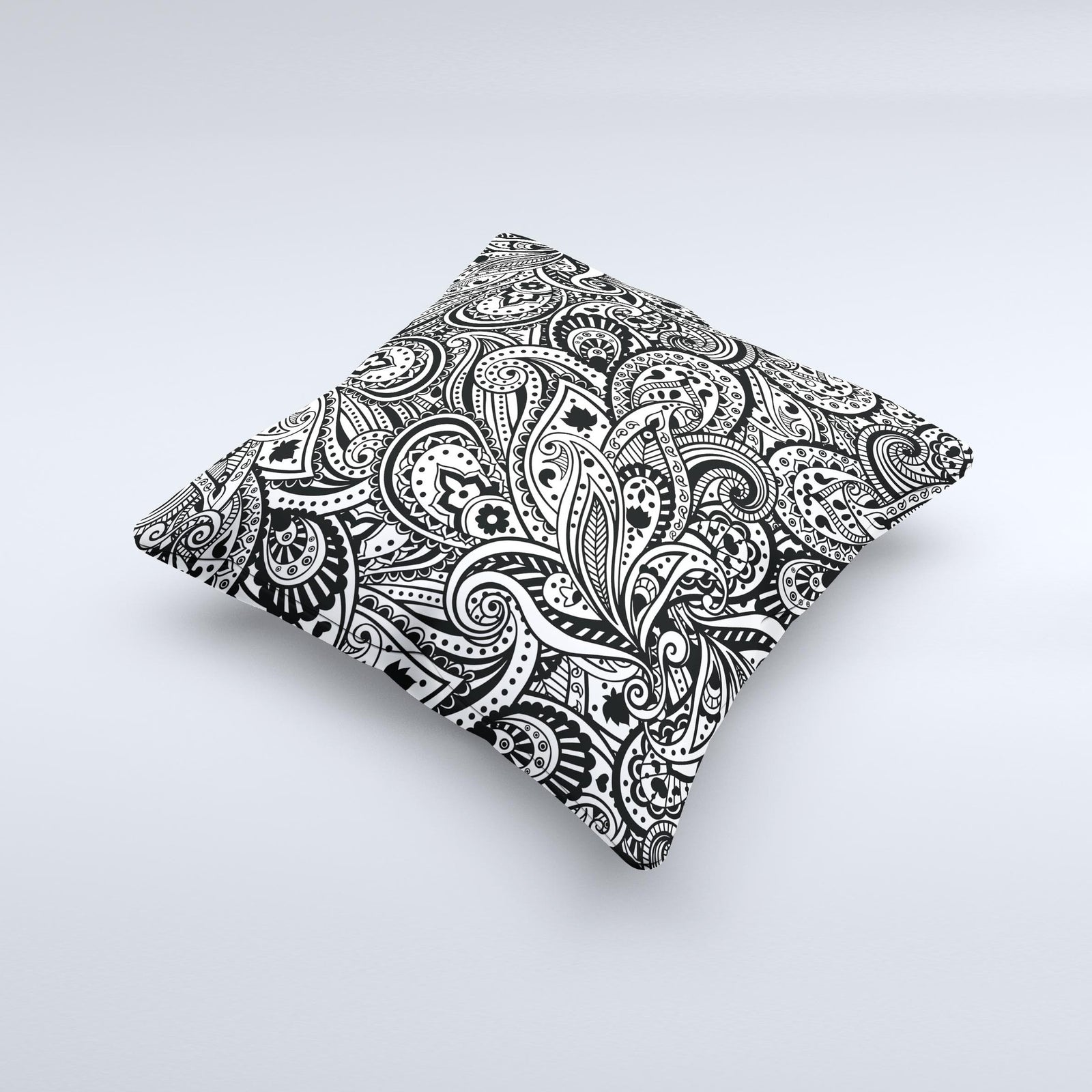 The Black and White Aztec Paisley ink-Fuzed Decorative Throw Pillow ...