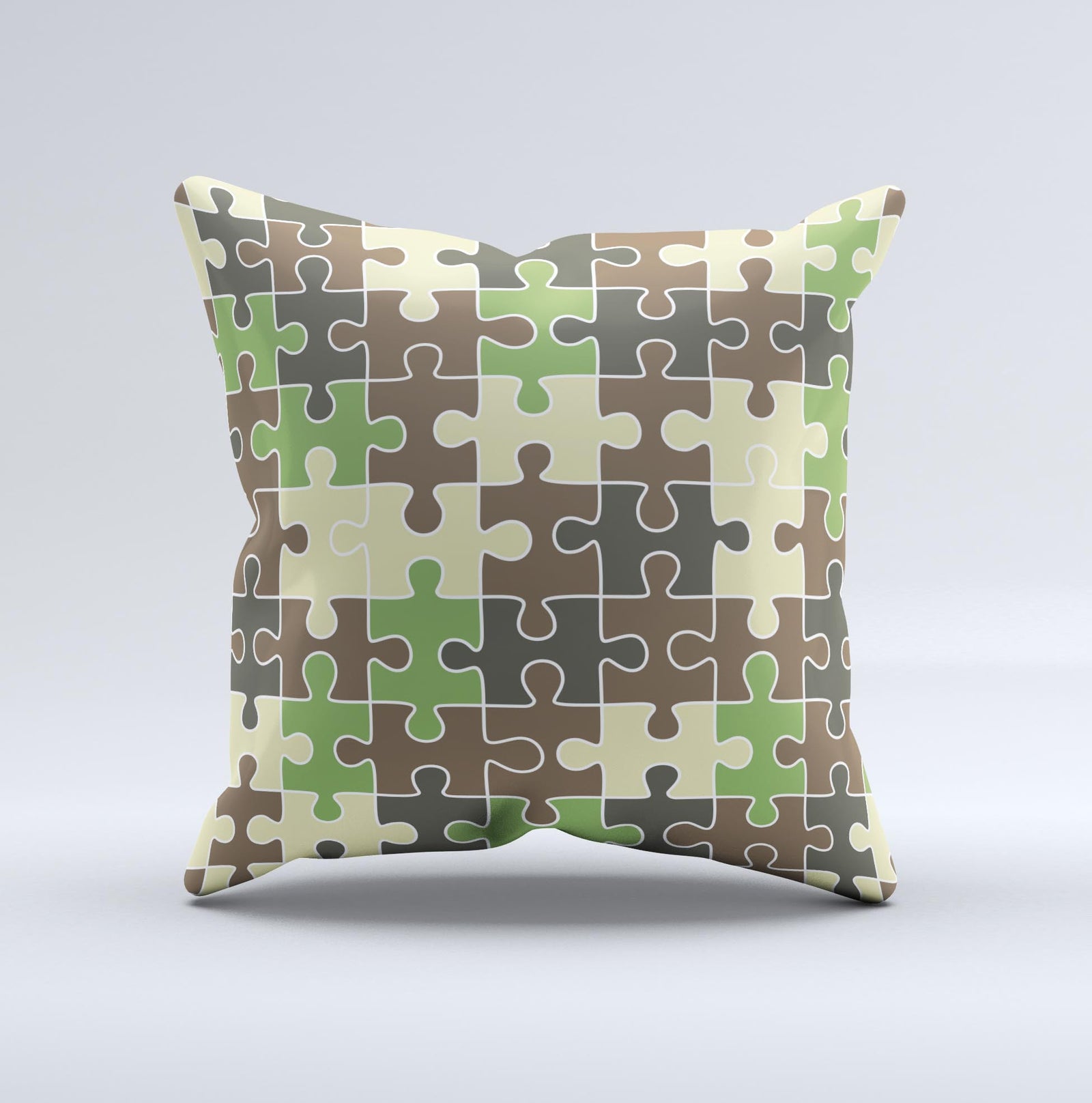 Camouflage Colored Puzzle Pattern Ink-Fuzed Decorative Throw Pillow ...