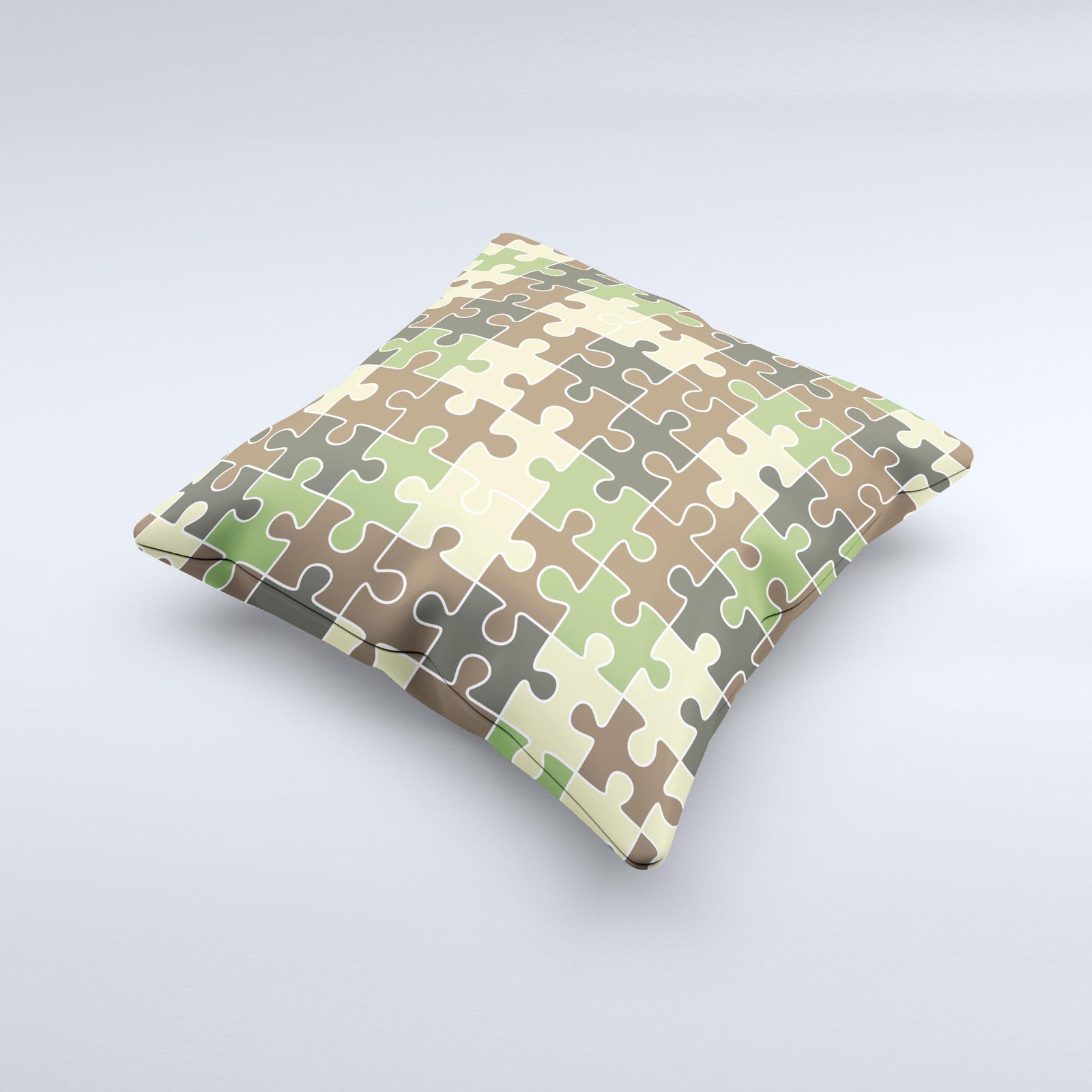 Camouflage Colored Puzzle Pattern Ink-Fuzed Decorative Throw Pillow ...