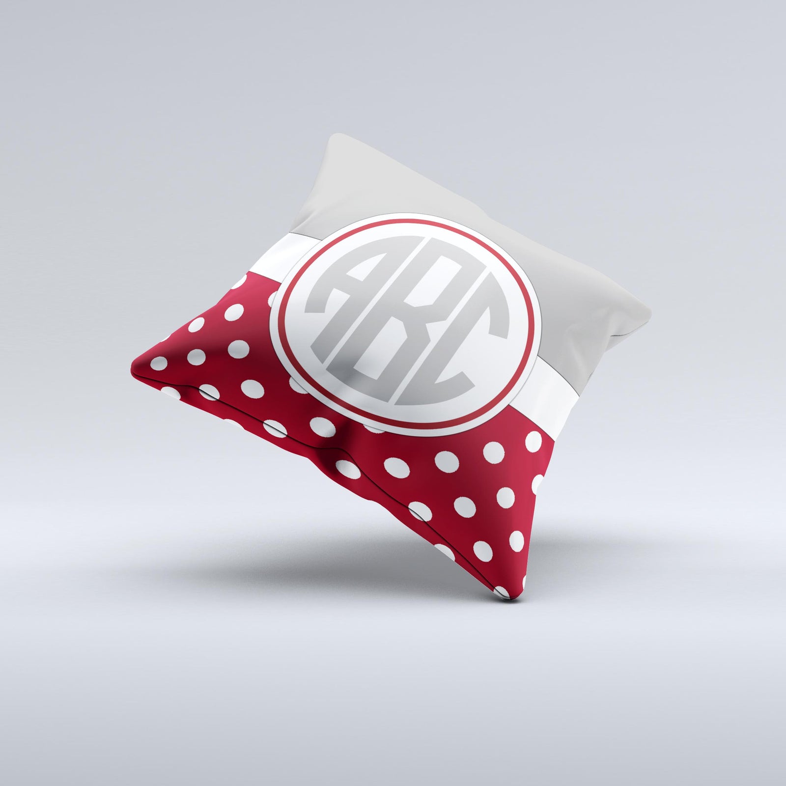 Dark Red & White Polka Dot Monogram Ink-Fuzed Decorative Throw Pillow ...