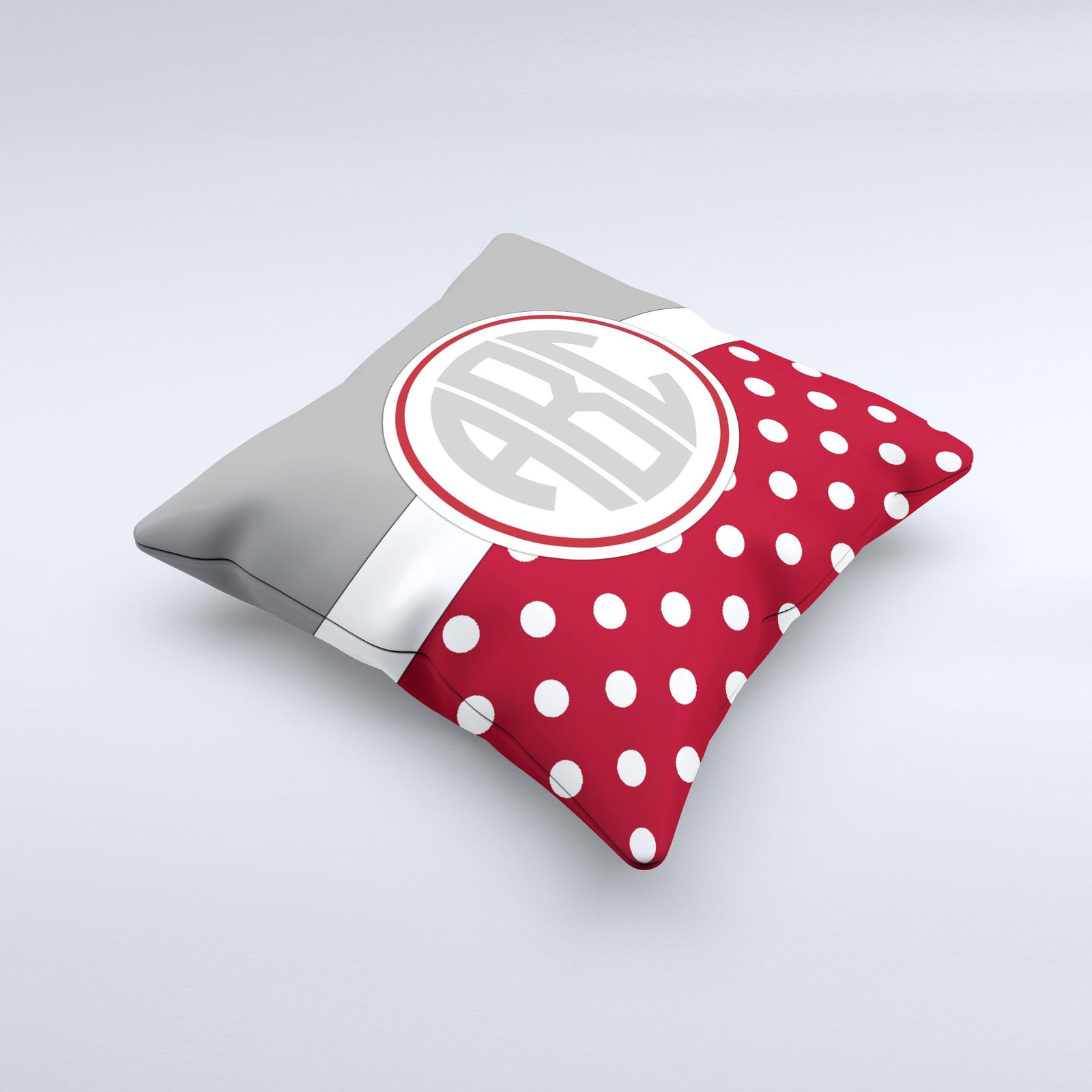 Dark Red & White Polka Dot Monogram Ink-Fuzed Decorative Throw Pillow ...