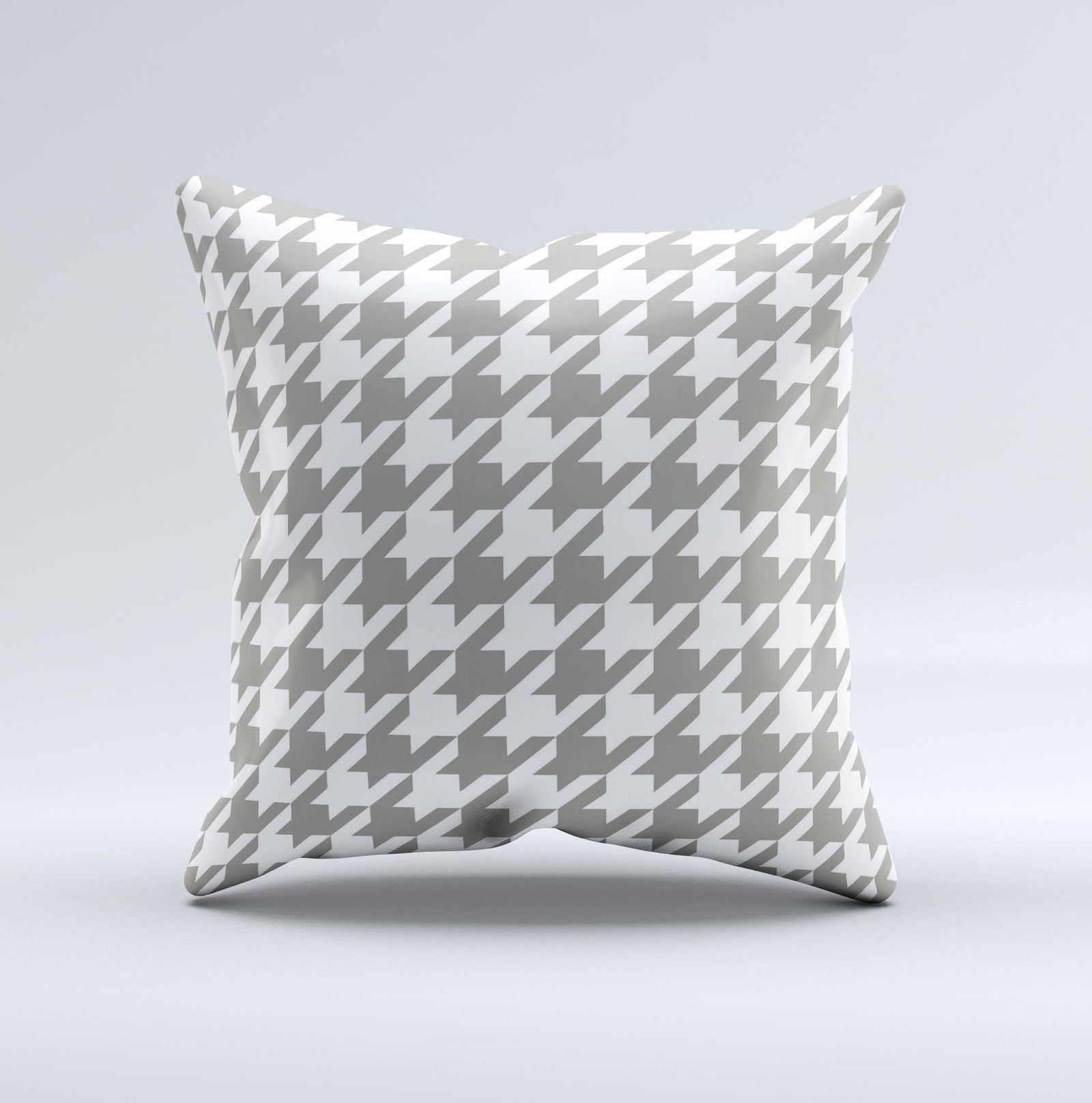Gray and White HoundStooth Pattern Ink-Fuzed Decorative Throw Pillow ...
