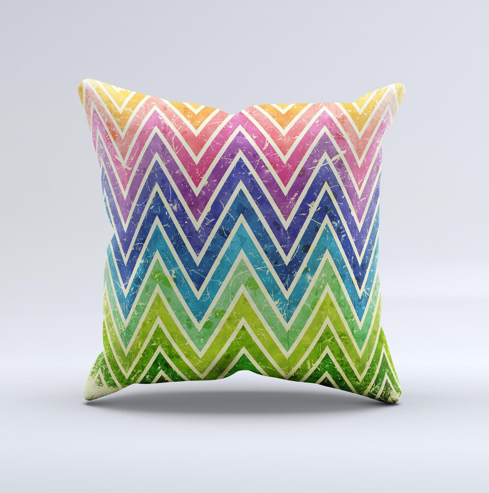 Grunge Vibrant Green and Neon Chevron Pattern Ink-Fuzed Decorative Thr ...
