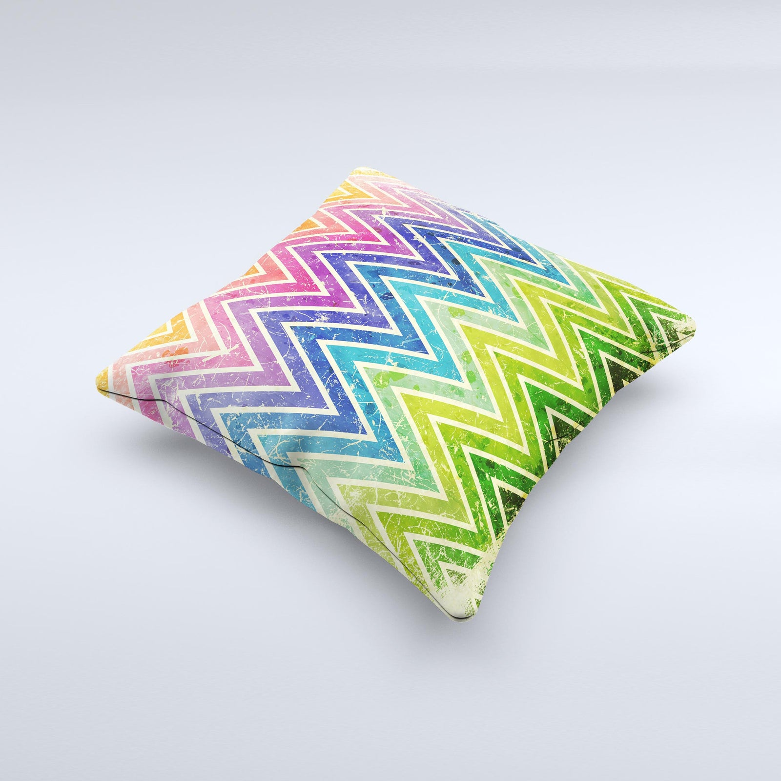 Grunge Vibrant Green and Neon Chevron Pattern Ink-Fuzed Decorative Thr ...
