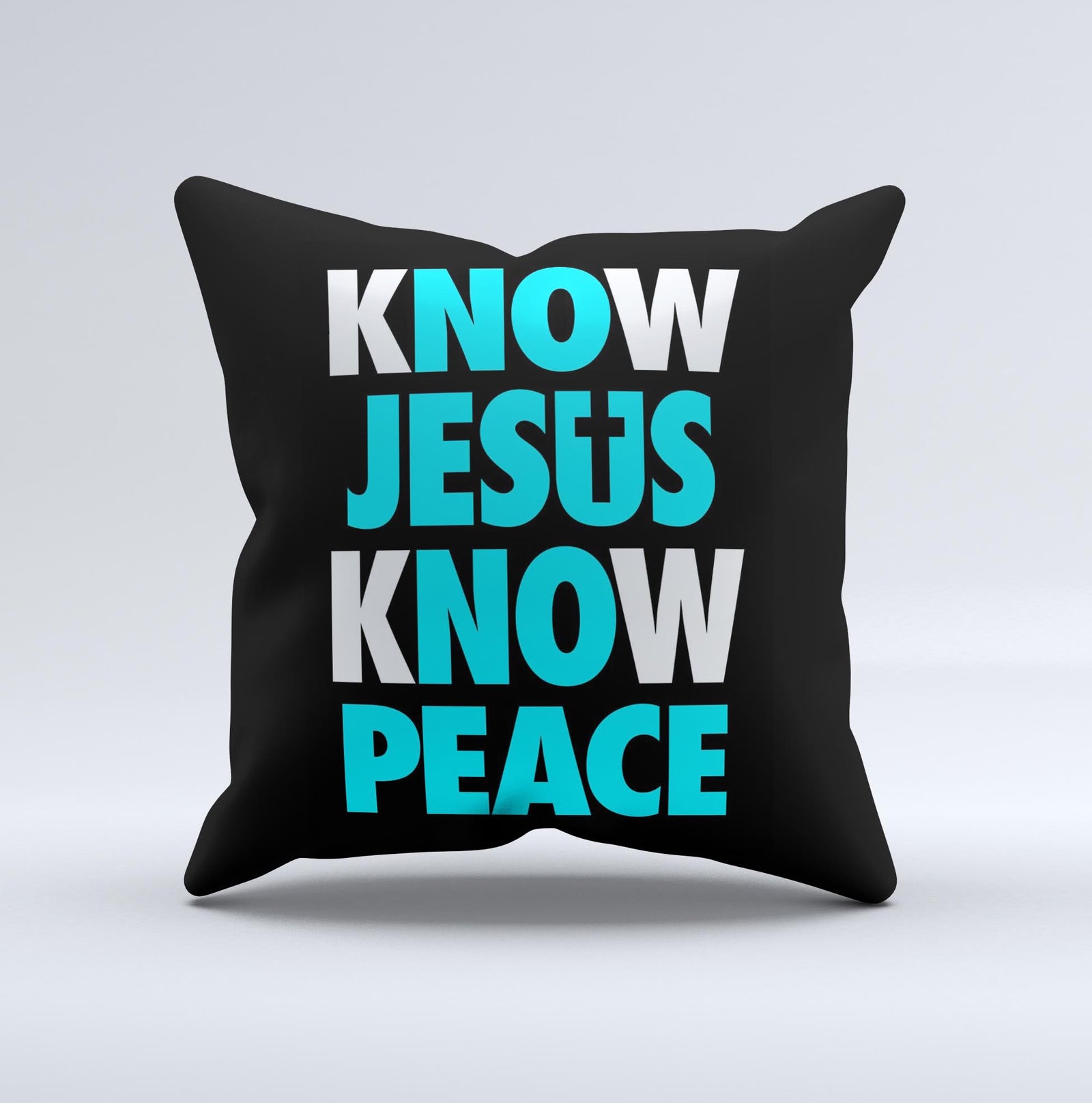 Know Jesus Know Peace - White and Turquoise Over Black Ink-Fuzed Decor ...