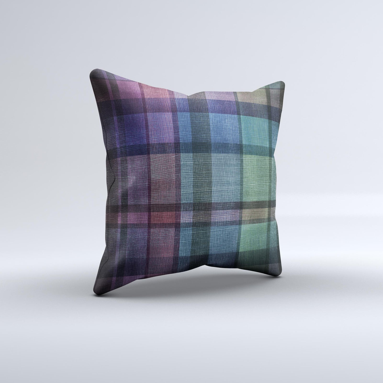 Multicolored Vintage Textile Plaid Ink-Fuzed Decorative Throw Pillow ...