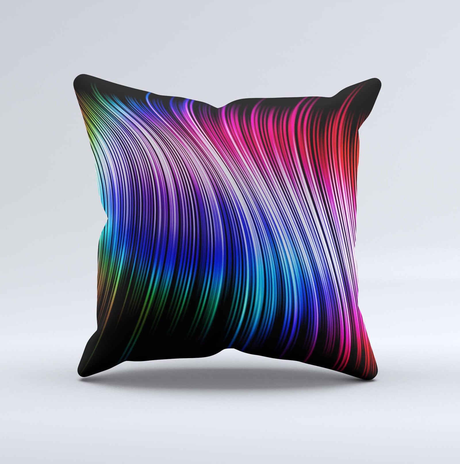 Neon Rainbow Wavy Strips Ink-Fuzed Decorative Throw Pillow – DesignSkinz