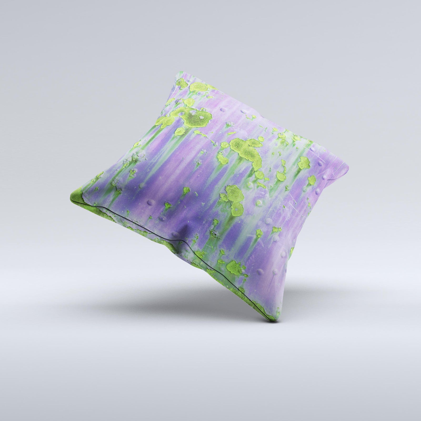 Purple Metal with Lime Green Rust Ink-Fuzed Decorative Throw Pillow ...