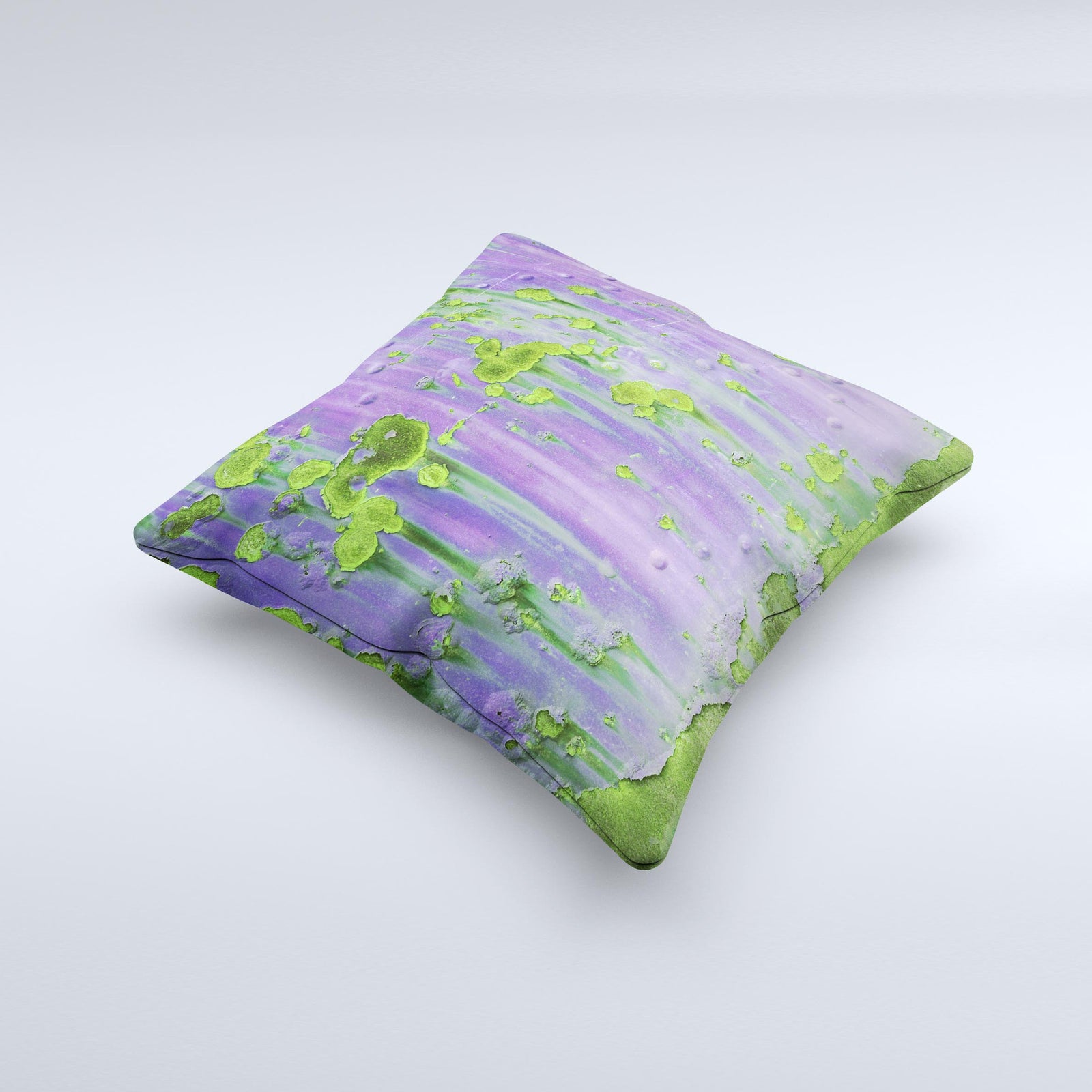 Purple Metal with Lime Green Rust Ink-Fuzed Decorative Throw Pillow ...