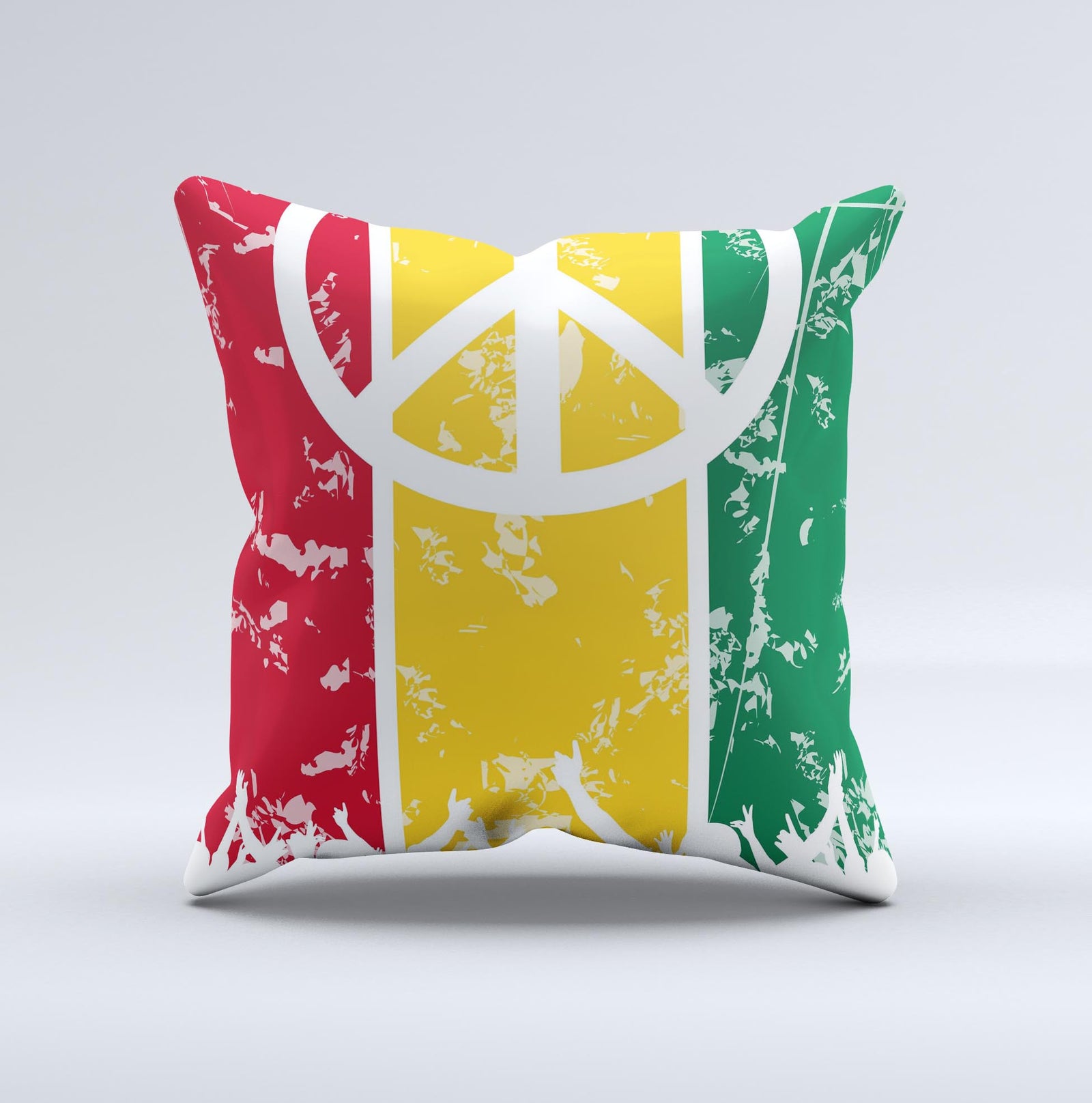 Red, Yellow & Green Layered Peace Ink-Fuzed Decorative Throw Pillow ...