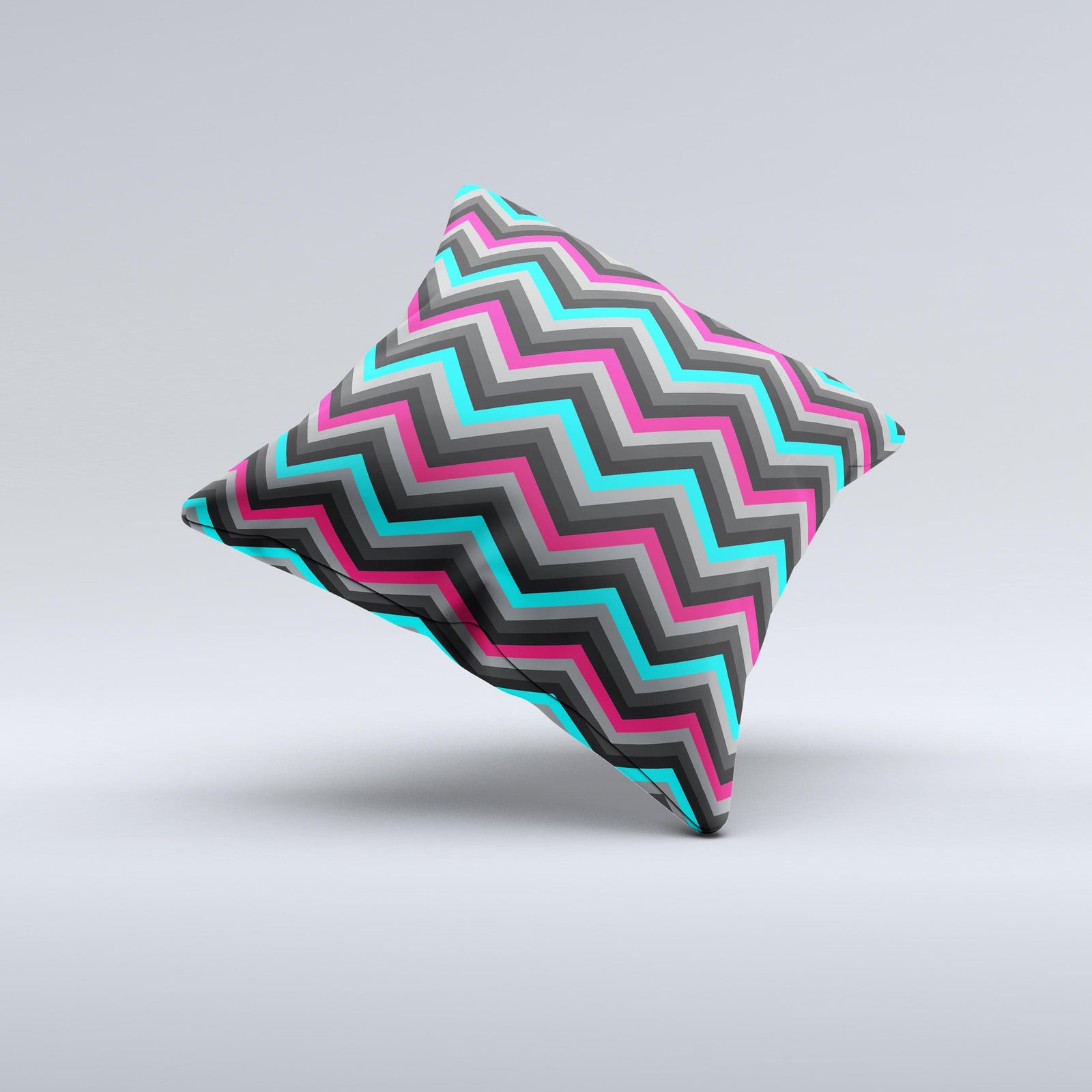 Sharp Pink & Teal Chevron Pattern Ink-Fuzed Decorative Throw Pillow ...