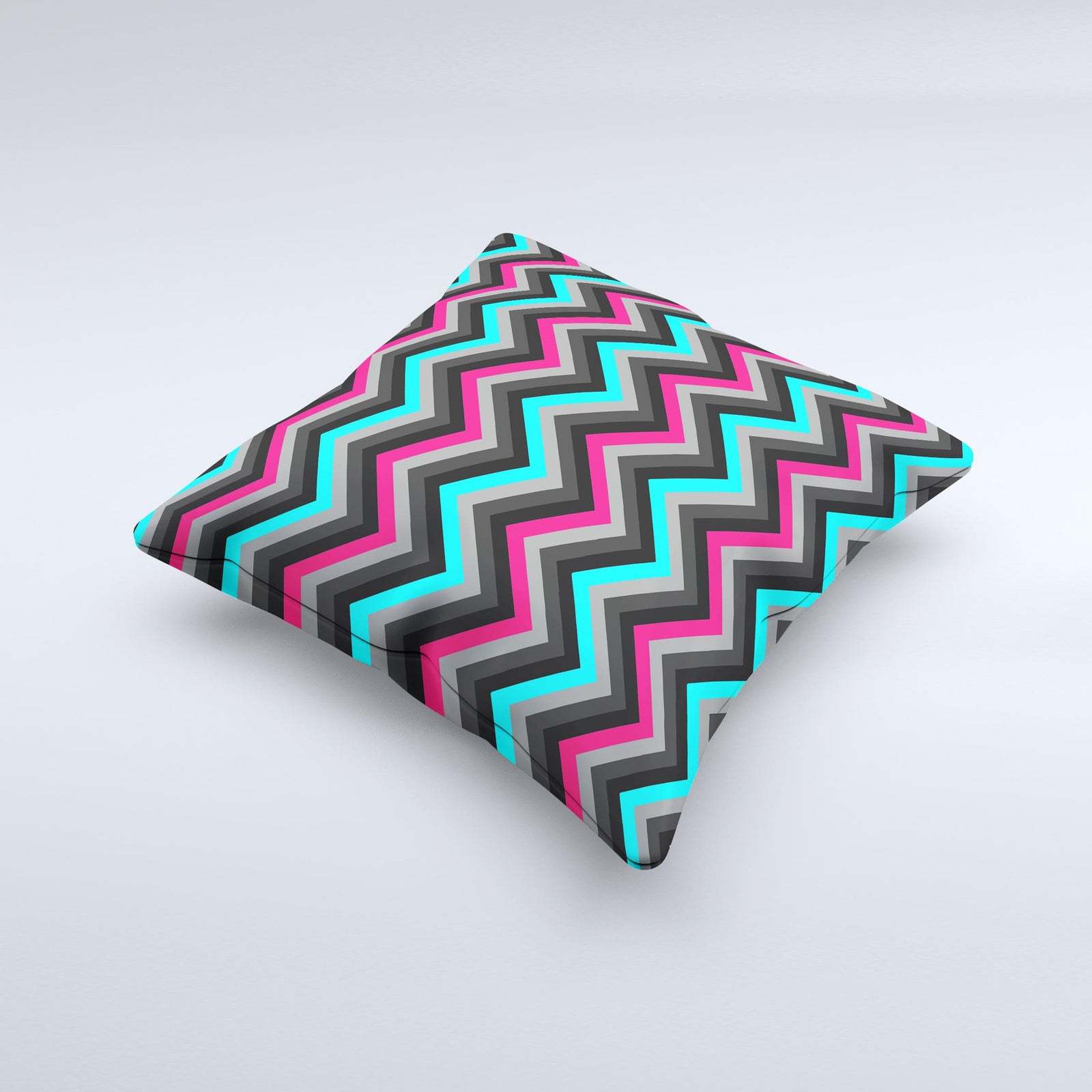 Sharp Pink & Teal Chevron Pattern Ink-Fuzed Decorative Throw Pillow ...