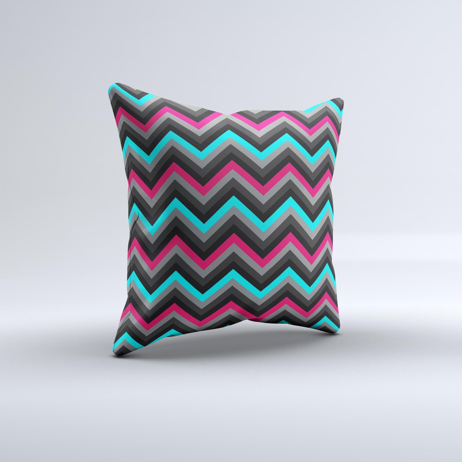 Sharp Pink & Teal Chevron Pattern Ink-Fuzed Decorative Throw Pillow ...