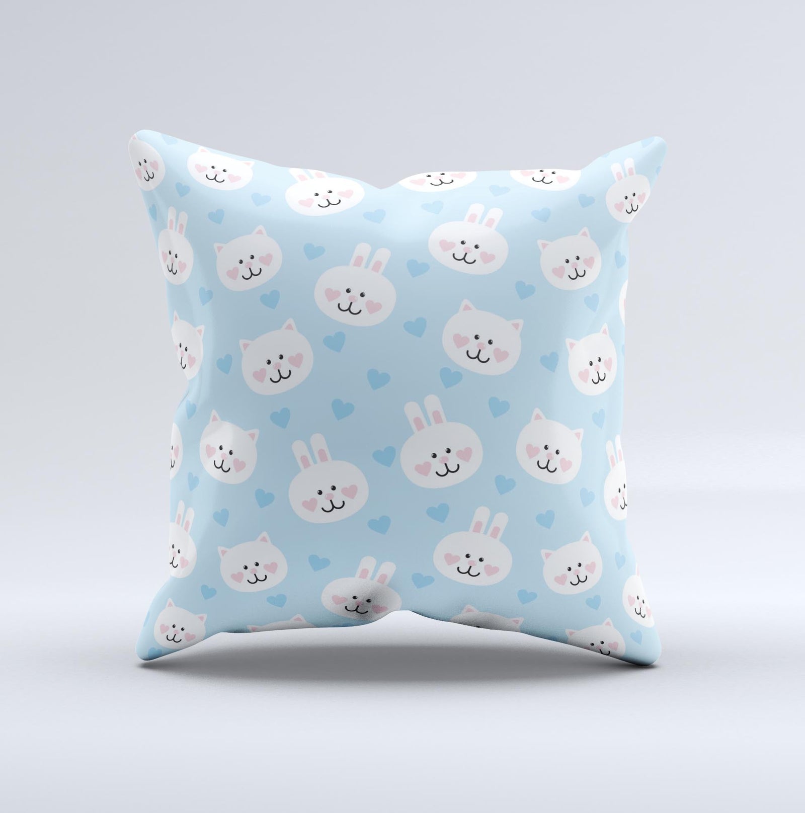 Subtle Blue & White Faced Cats Ink-Fuzed Decorative Throw Pillow ...