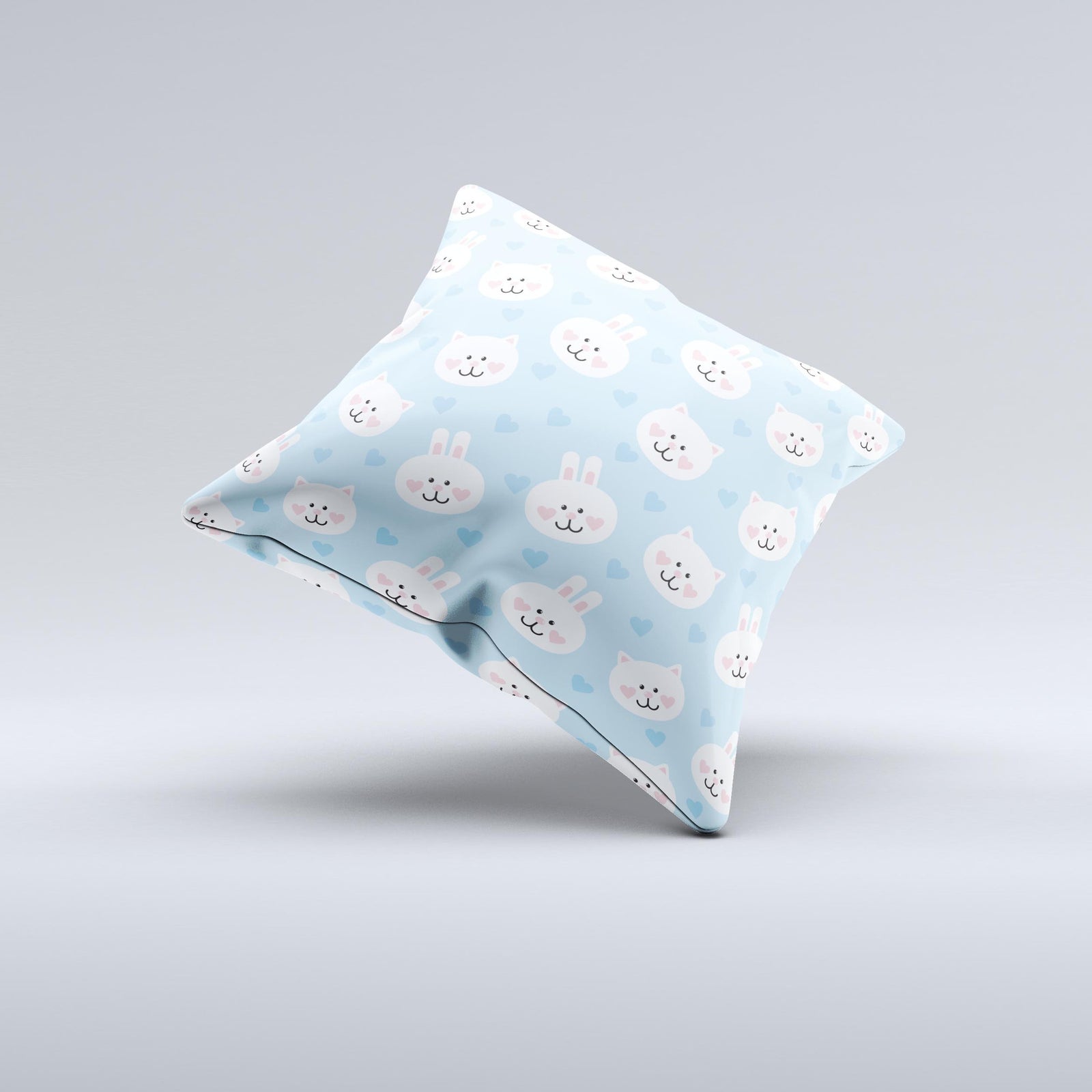Subtle Blue & White Faced Cats Ink-Fuzed Decorative Throw Pillow ...