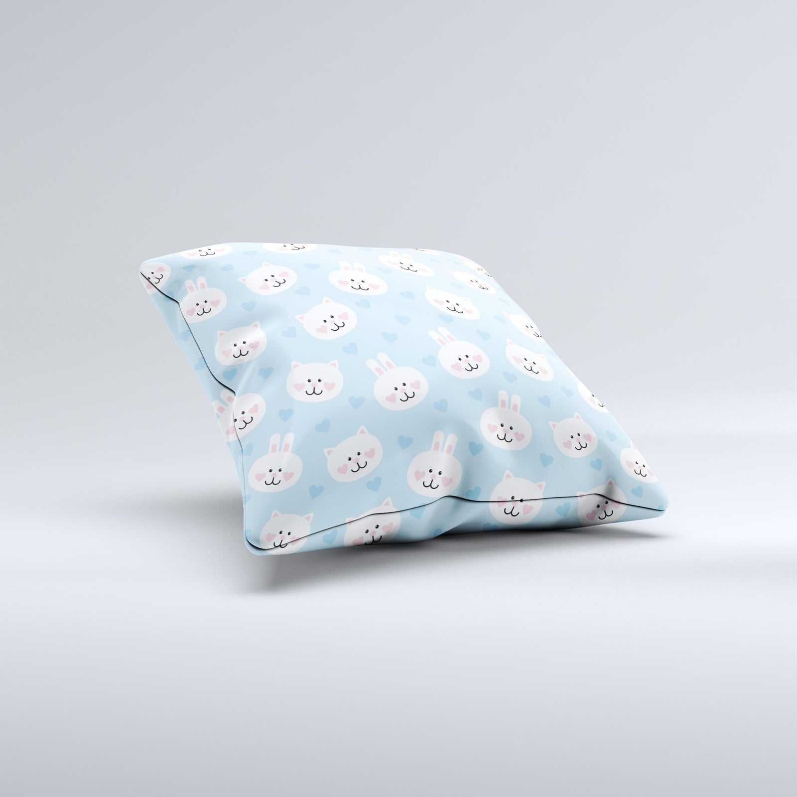 Subtle Blue & White Faced Cats Ink-Fuzed Decorative Throw Pillow ...
