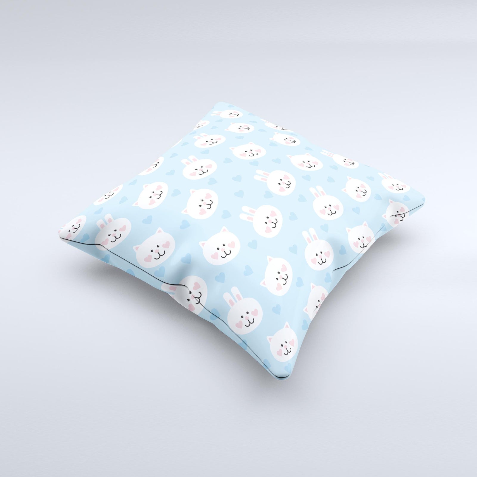Subtle Blue & White Faced Cats Ink-Fuzed Decorative Throw Pillow ...