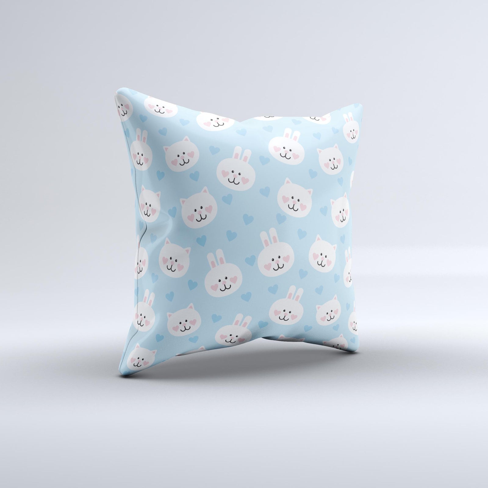 Subtle Blue & White Faced Cats Ink-Fuzed Decorative Throw Pillow ...
