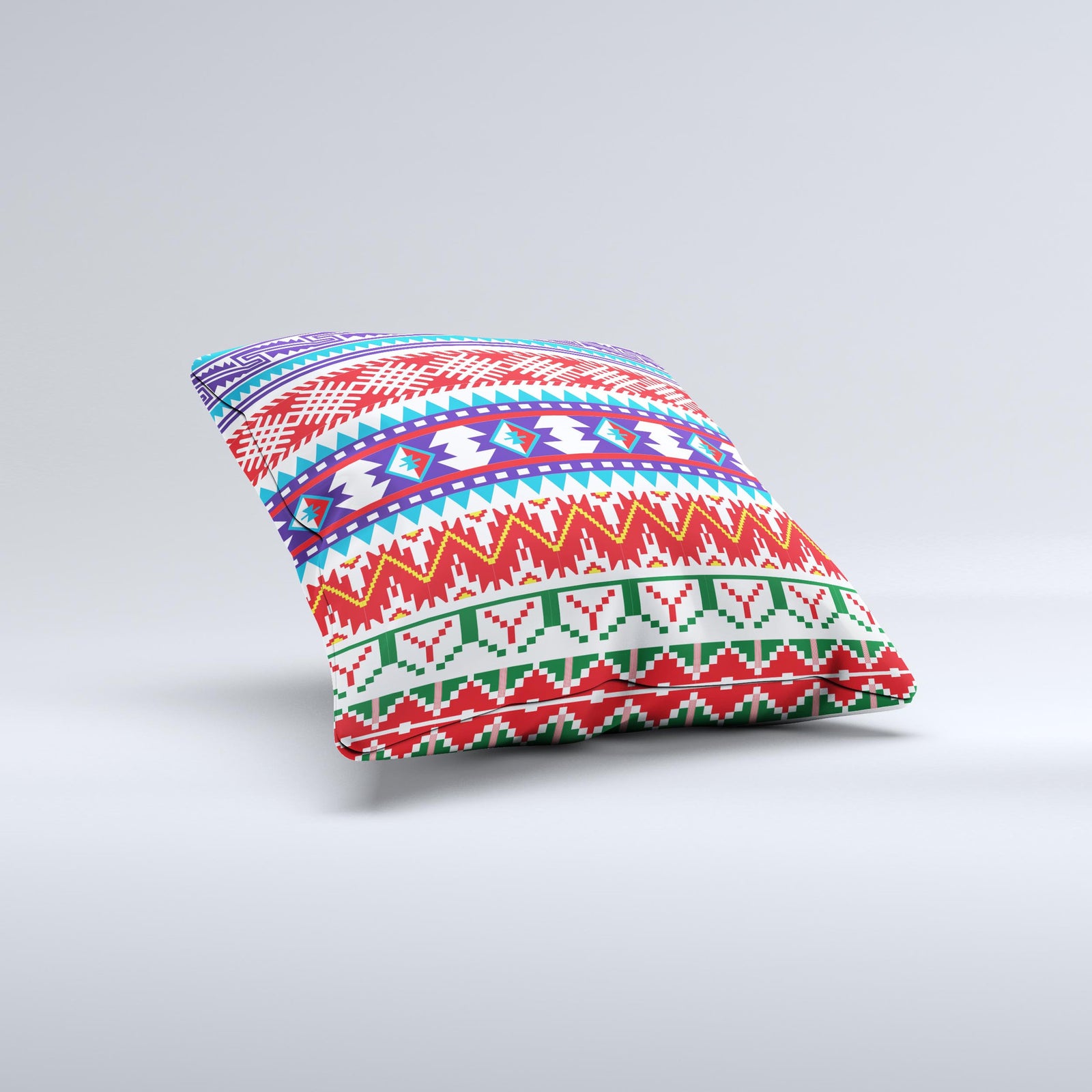 Vector White-Blue-Red Aztec Pattern Ink-Fuzed Decorative Throw Pillow ...