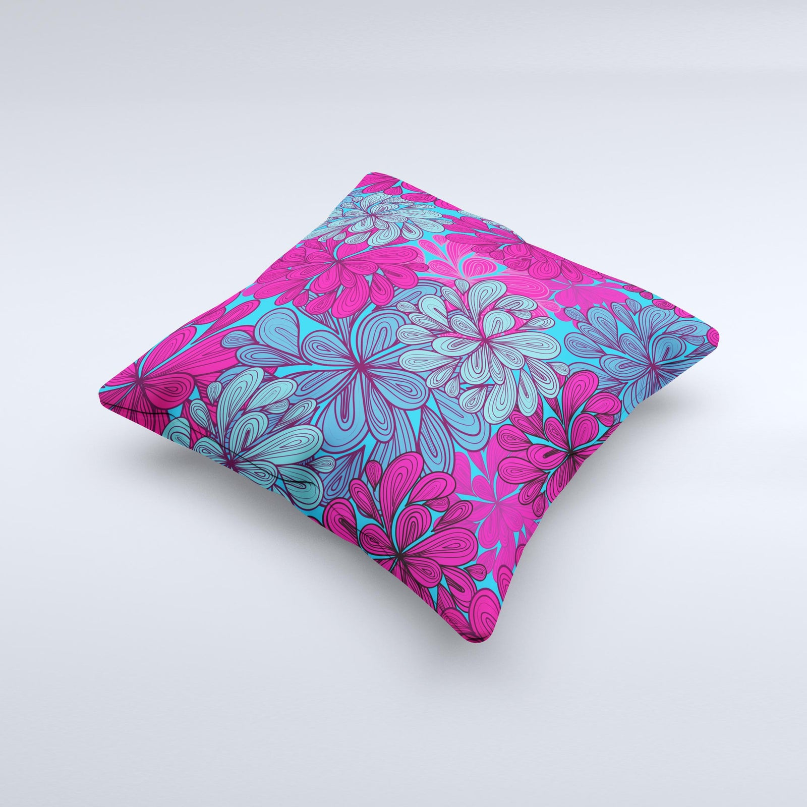 The Vibrant Colorful Floral Sprouts ink-Fuzed Decorative Throw Pillow ...