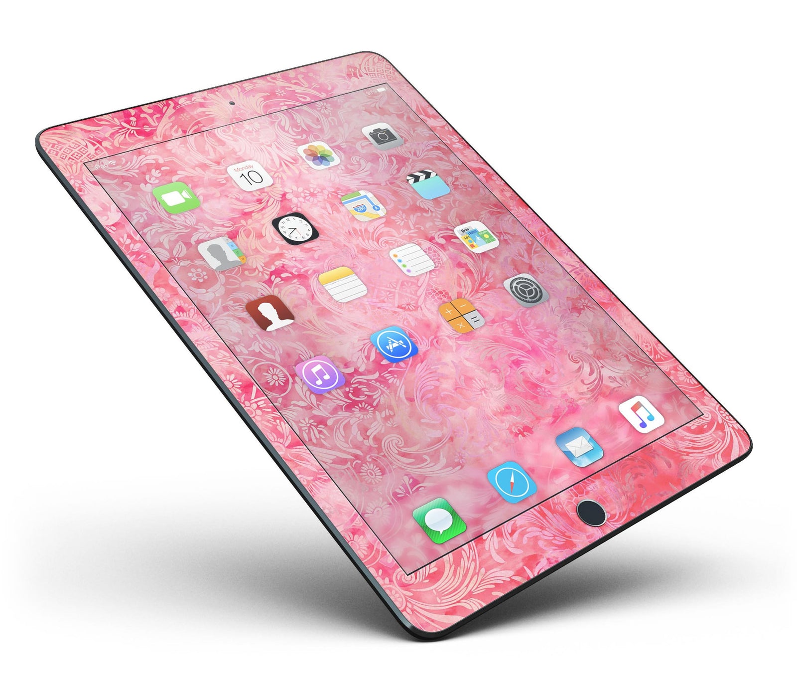 Pink Damask v2 Watercolor Pattern Full Body Skin for the iPad Pro (12 ...