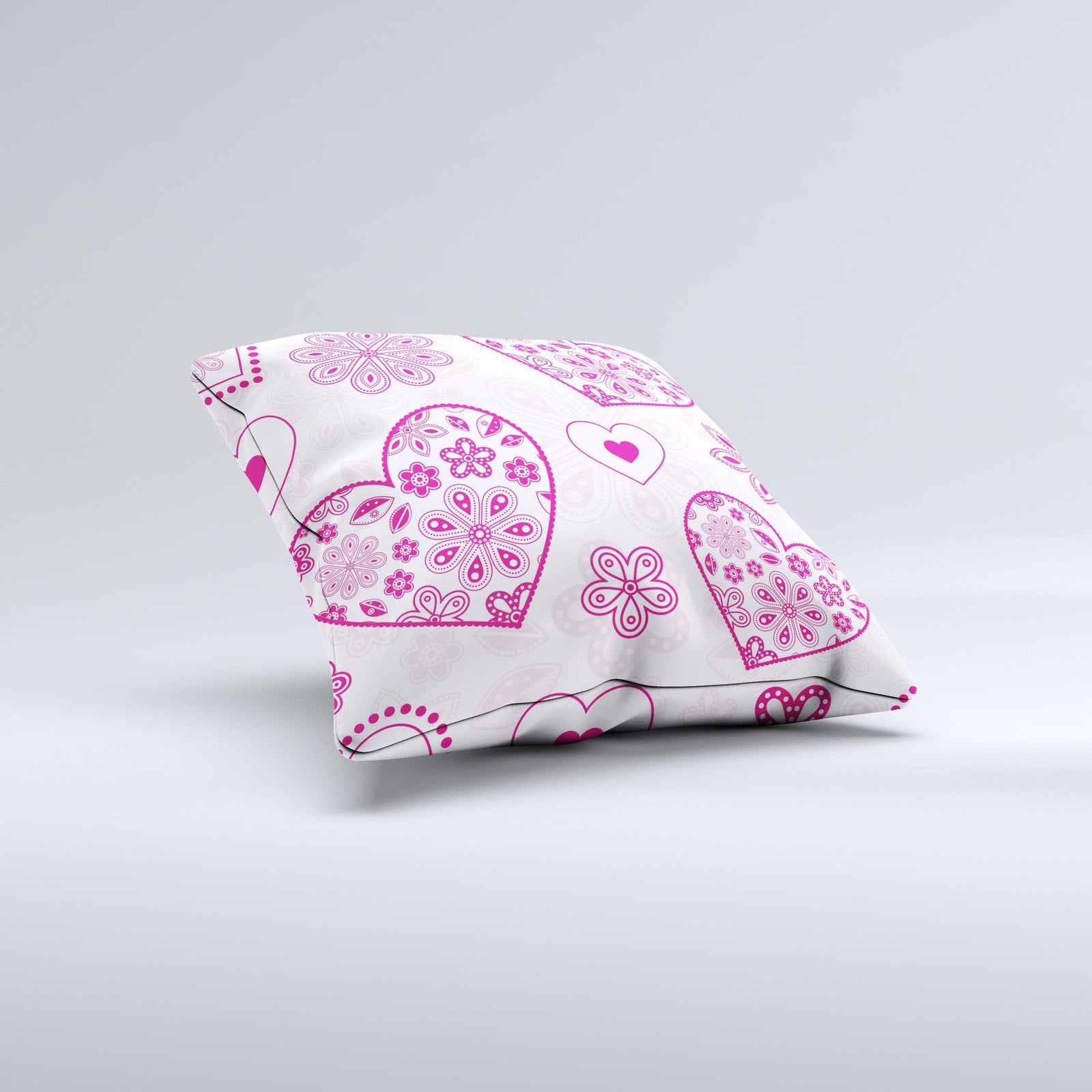 Pink Floral Designed Hearts ink-Fuzed Decorative Throw Pillow – DesignSkinz